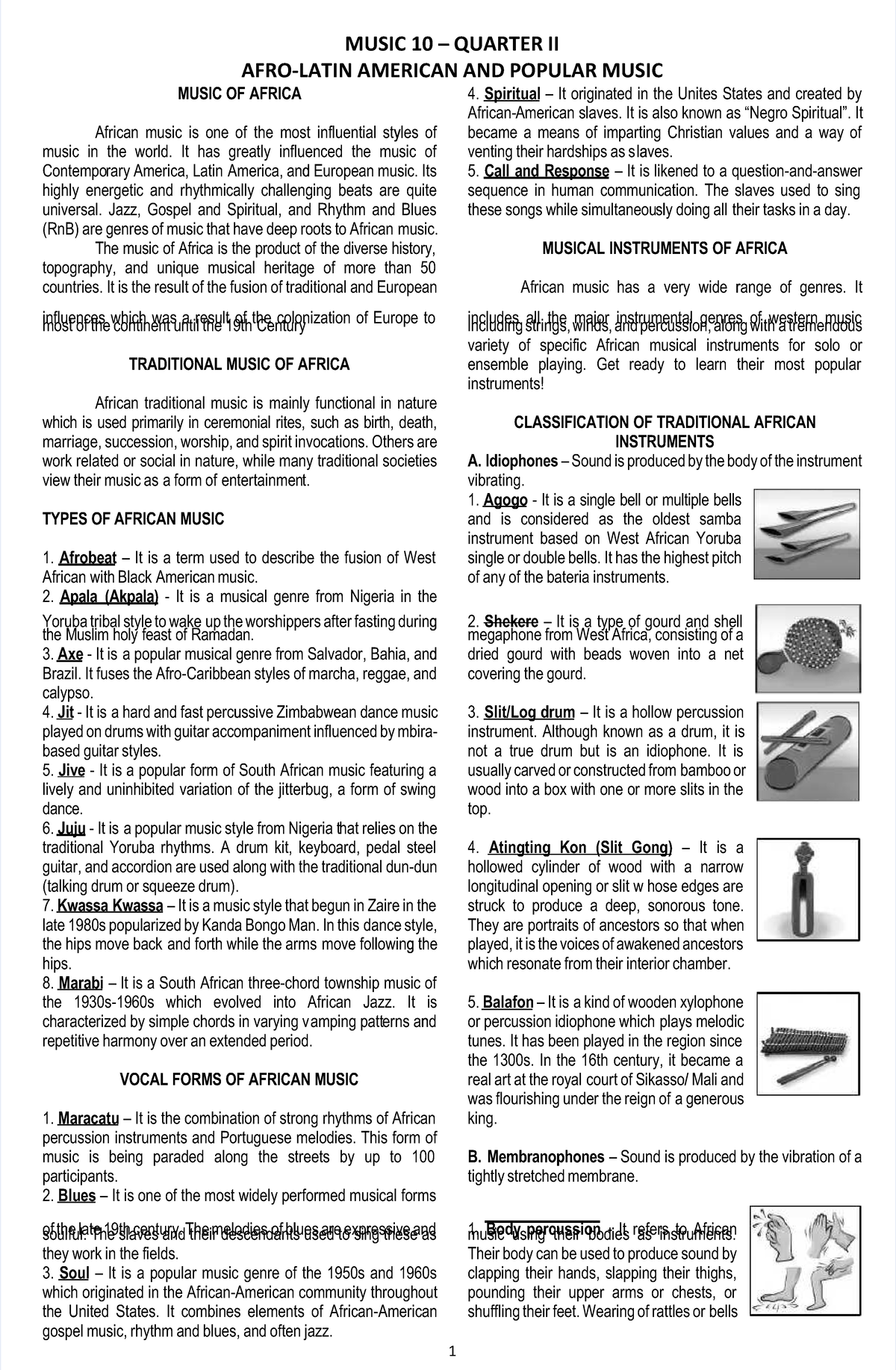 Pdf-music-10-quarter-2-summary-lesson compress-2 - AFRO-LATIN AMERICAN ...