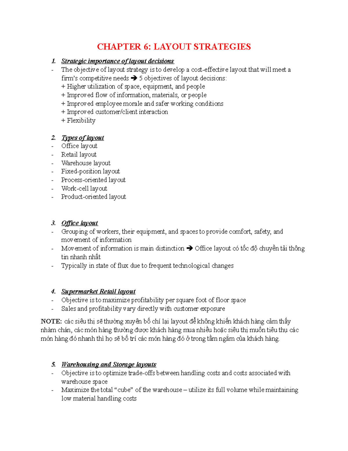 Chapter 7 +8 - your welcome - CHAPTER 6: LAYOUT STRATEGIES Strategic ...