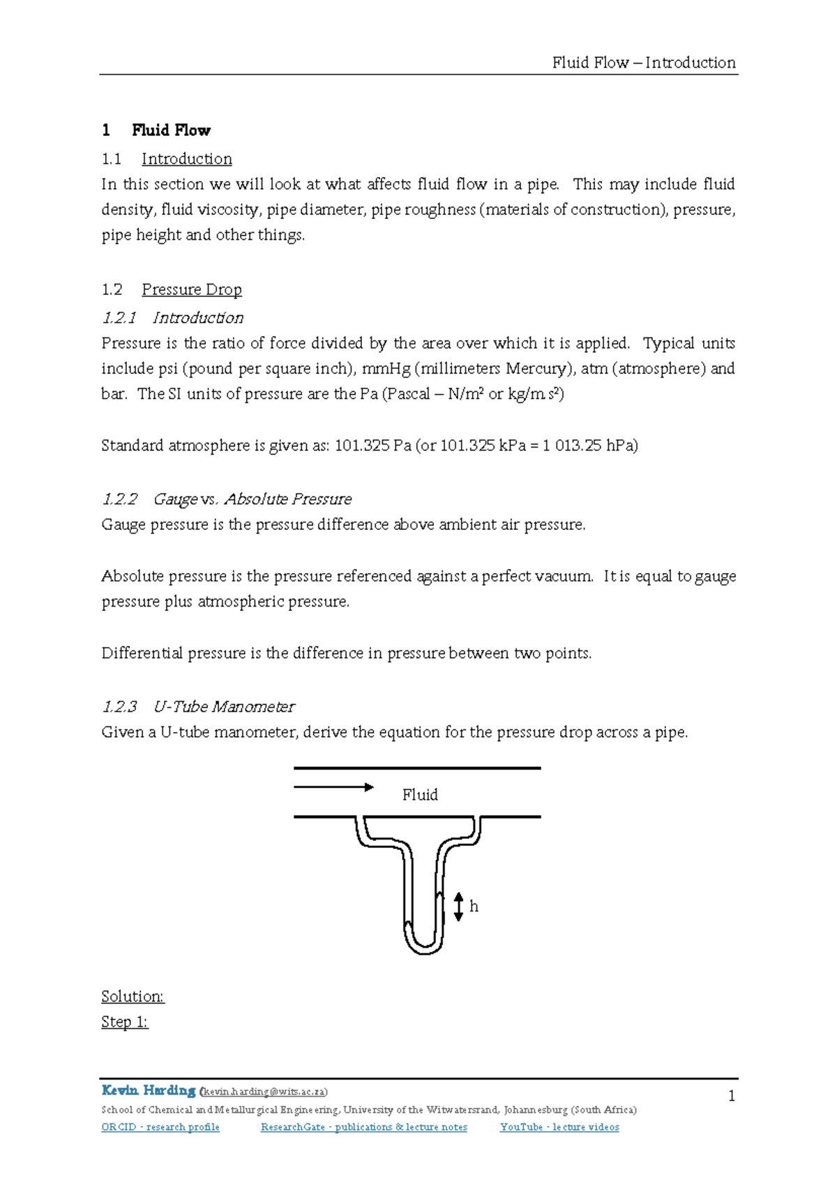 Fluid Flow, pumping and flow measurement - Fluid Flow – Introduction ...