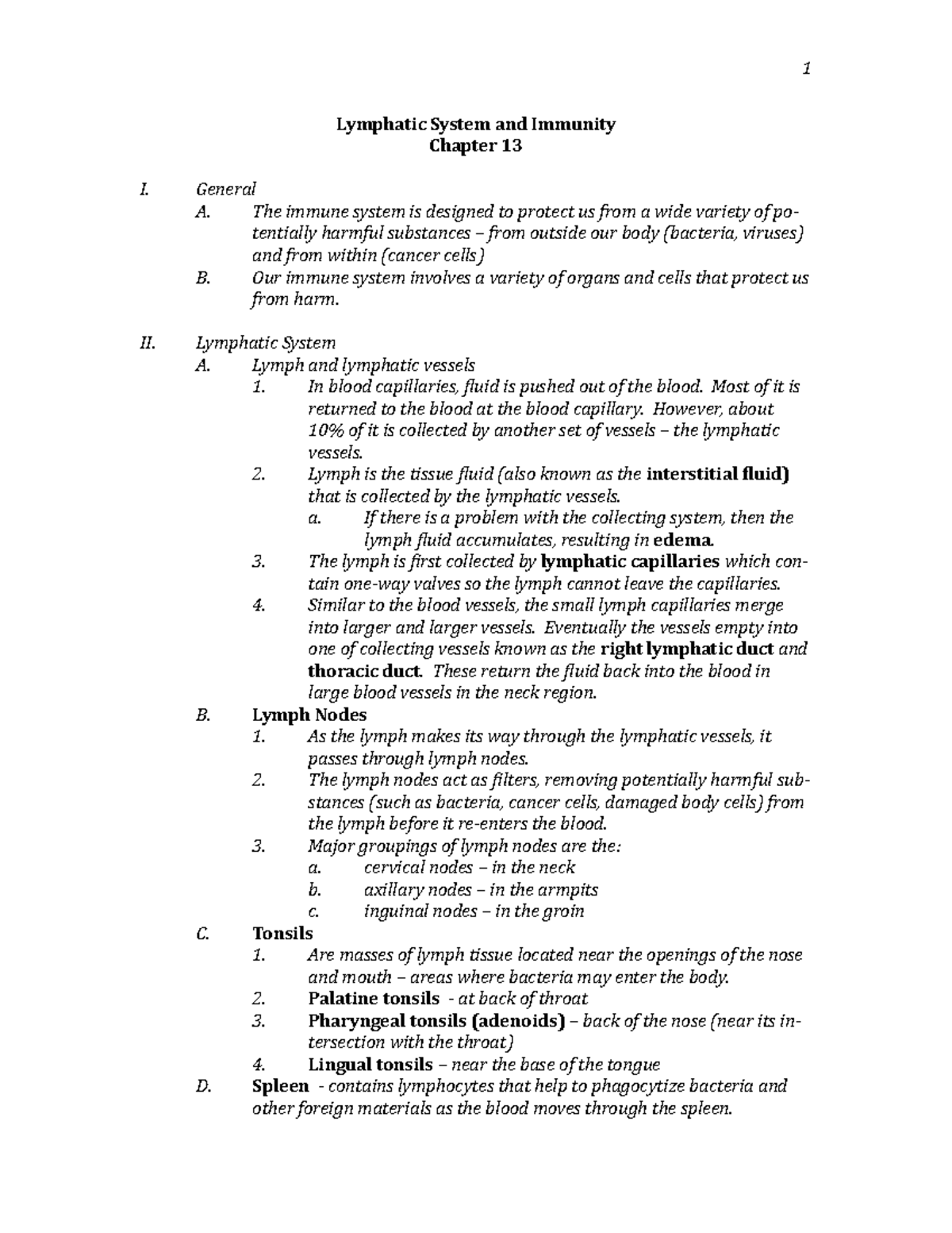 BIO101 Chpt 13 - Lymphatic&Immunity - Lymphatic System and Immunity ...