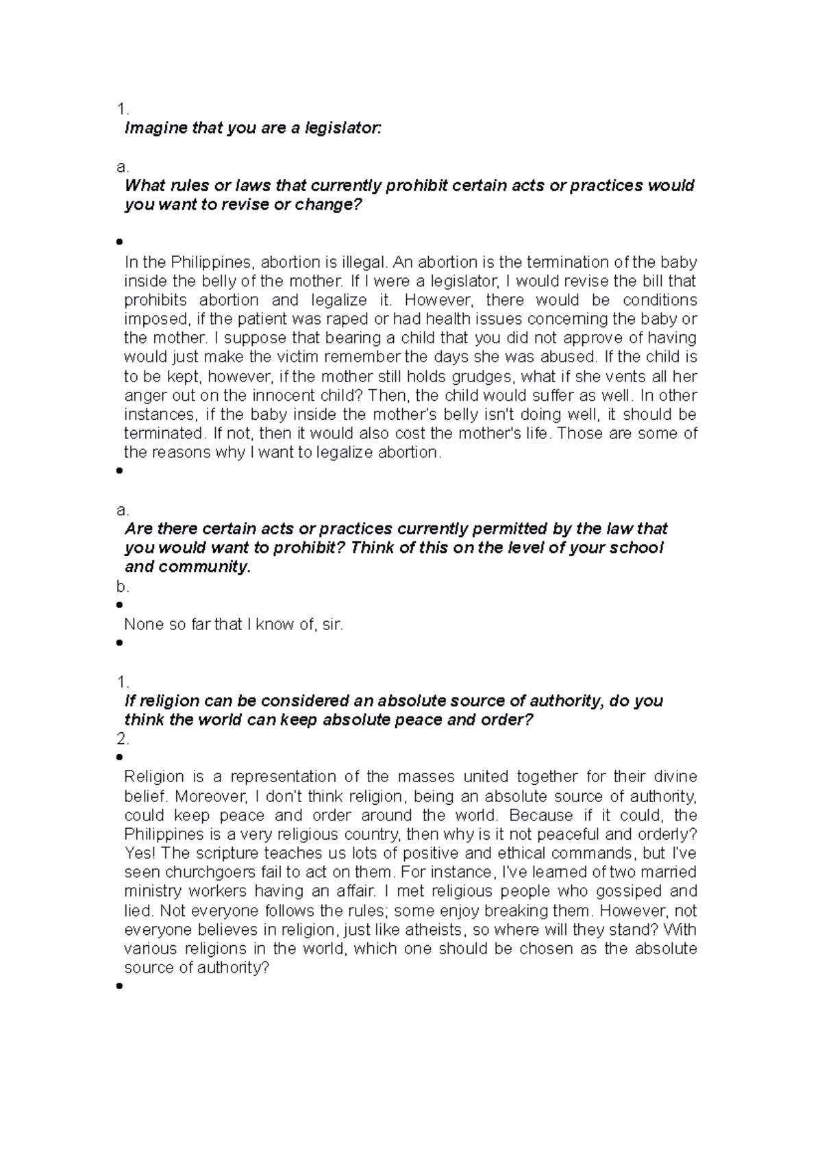 What rules or laws that currently prohibit certain acts or practices ...