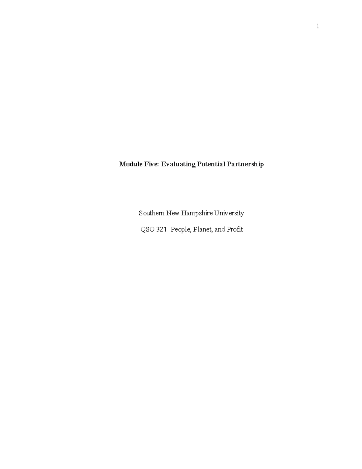 Module 5 Evaluating Potential Partnerships - Module Five: Evaluating ...