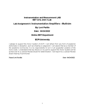 EET221L Wk1 Lab 1 Solving Equations using Op-amps - Lab Assignment 1: Solving Equations ...