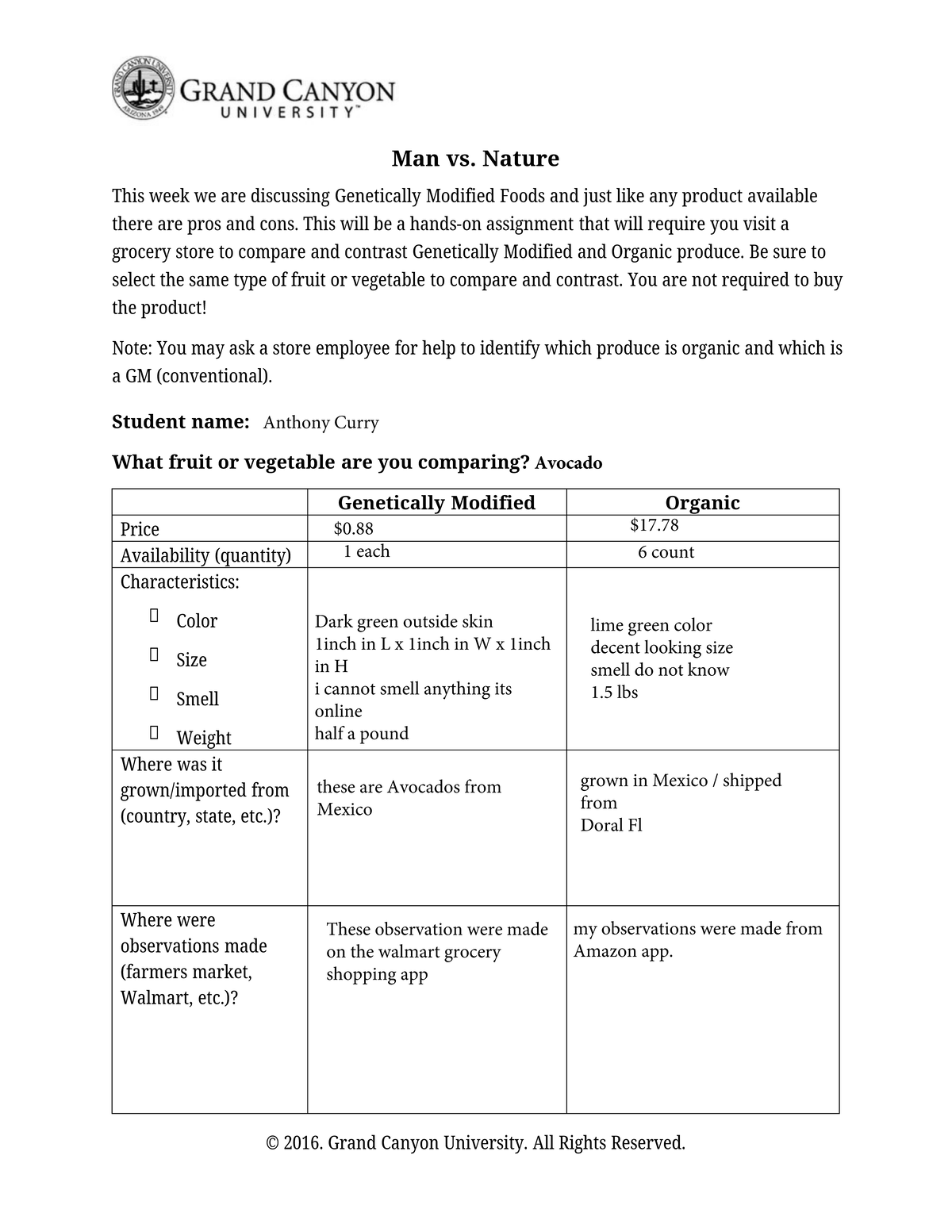 Man Vs. Nature - i got a 50 on it - © 2016. Grand Canyon University ...
