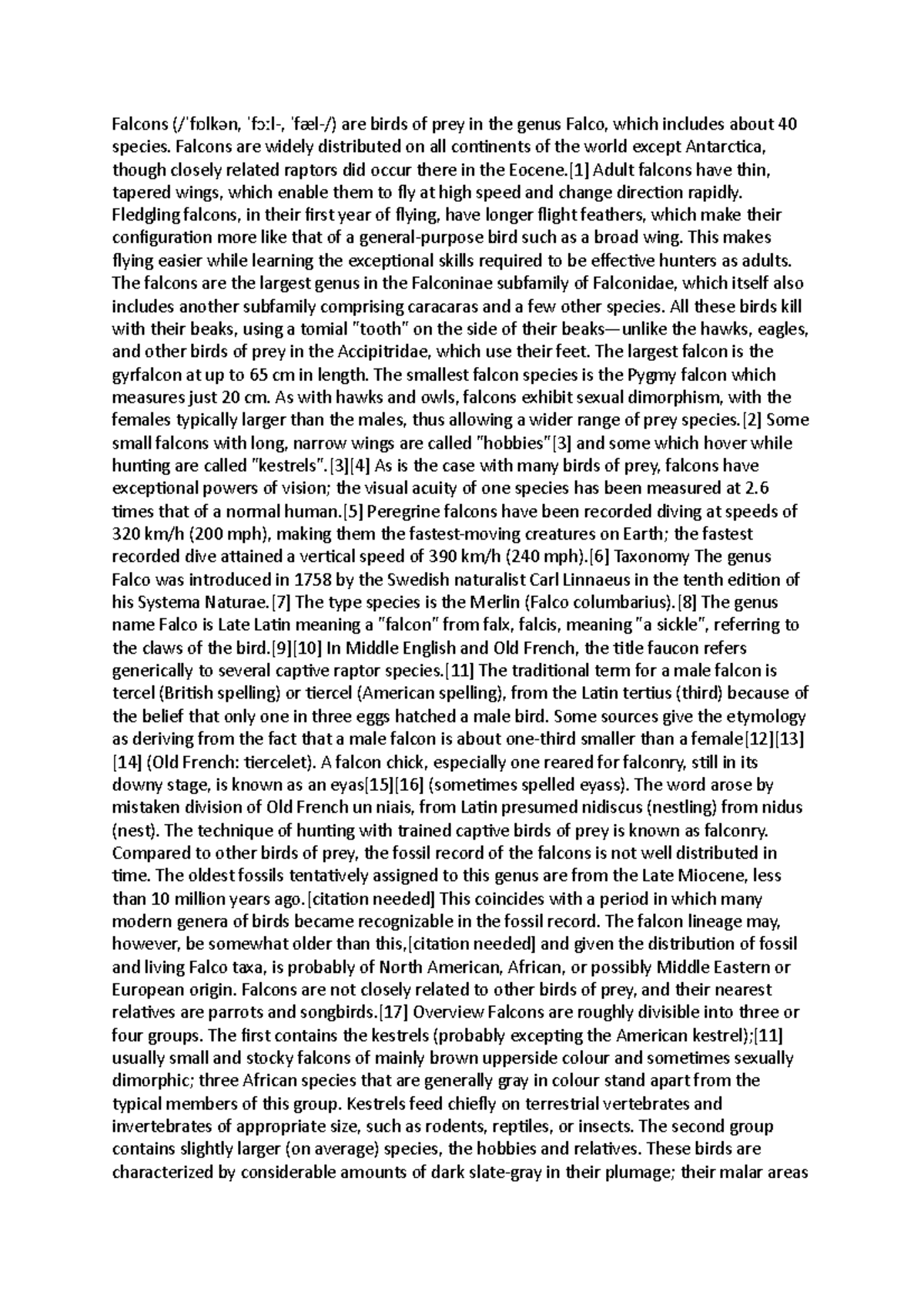 Falcons - Summary - Falcons (/ f lk n, fˈ ɒ ə ˈ ɔː l-, fæl-/) are birds ...