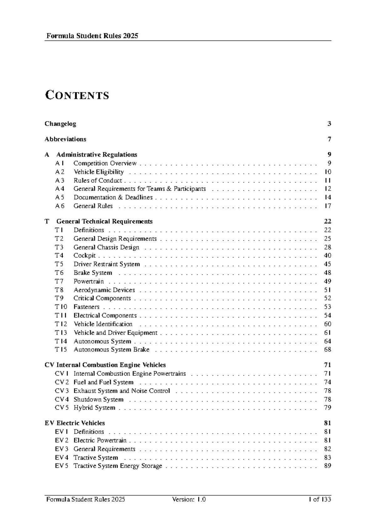 FS-Rules 2025 v1 - Formula student 2025 rules - CONTENTS Formula ...