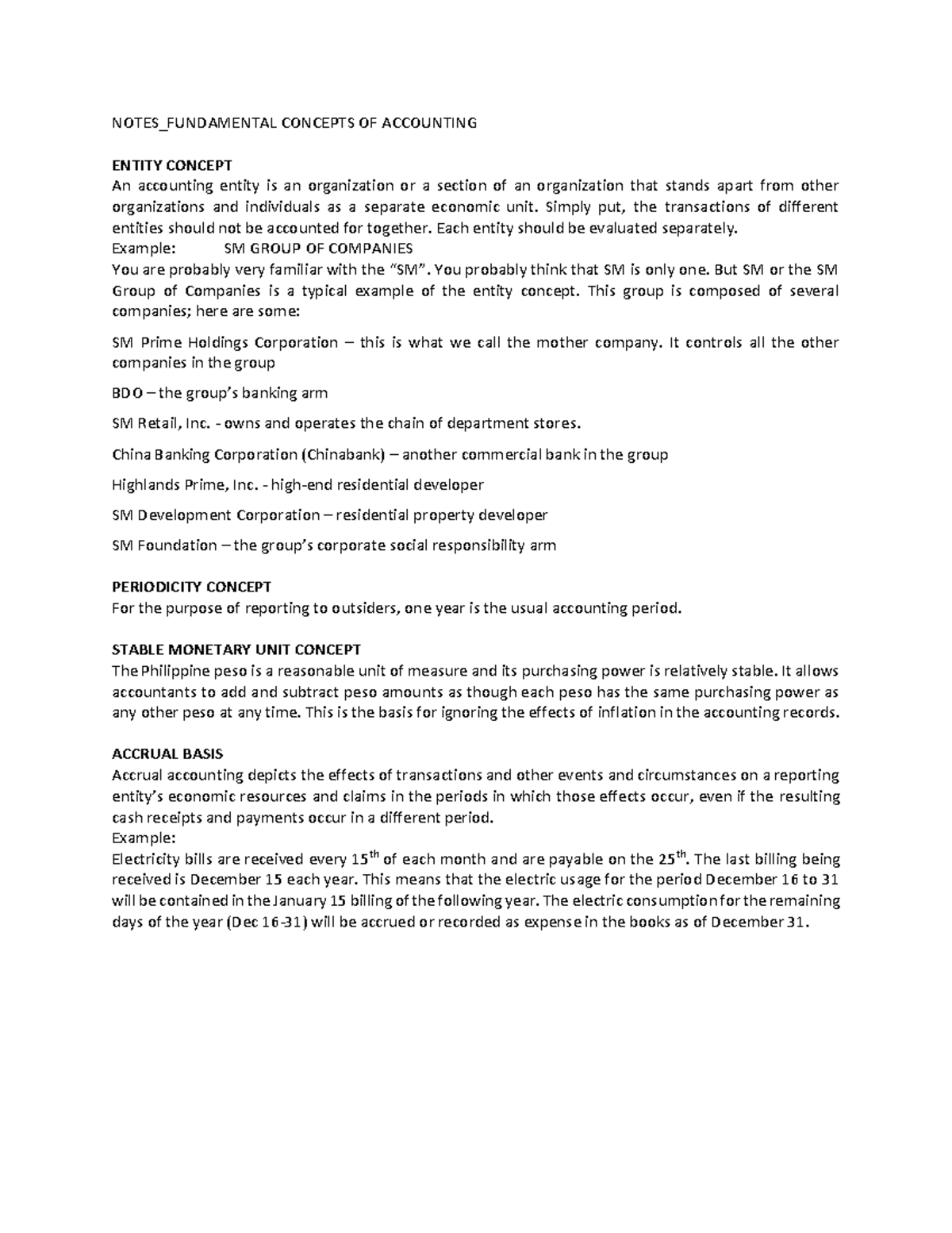 Notes Fundamental Concepts of Accounting - NOTES_FUNDAMENTAL CONCEPTS ...