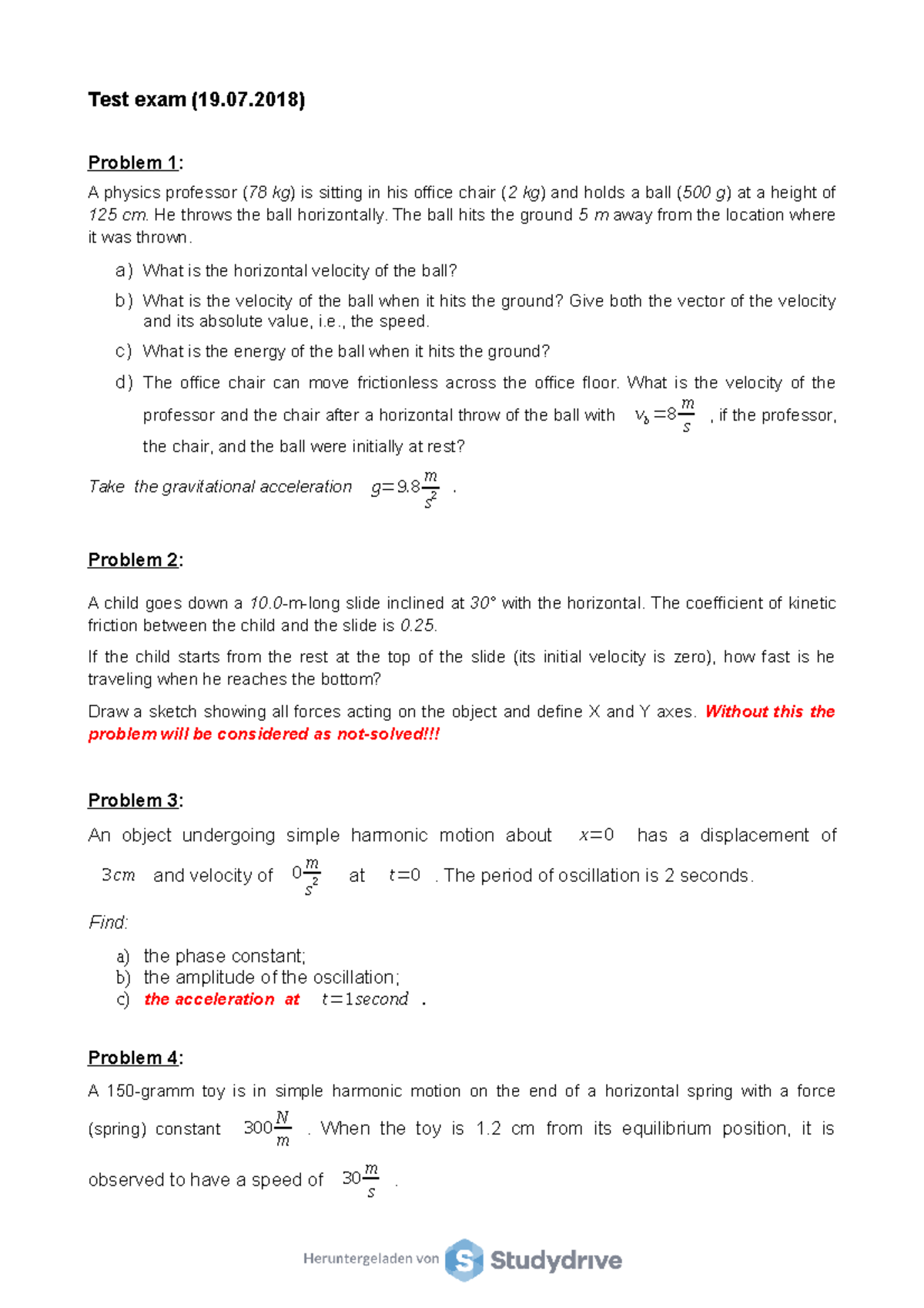 Physics Exam Questions - Studocu