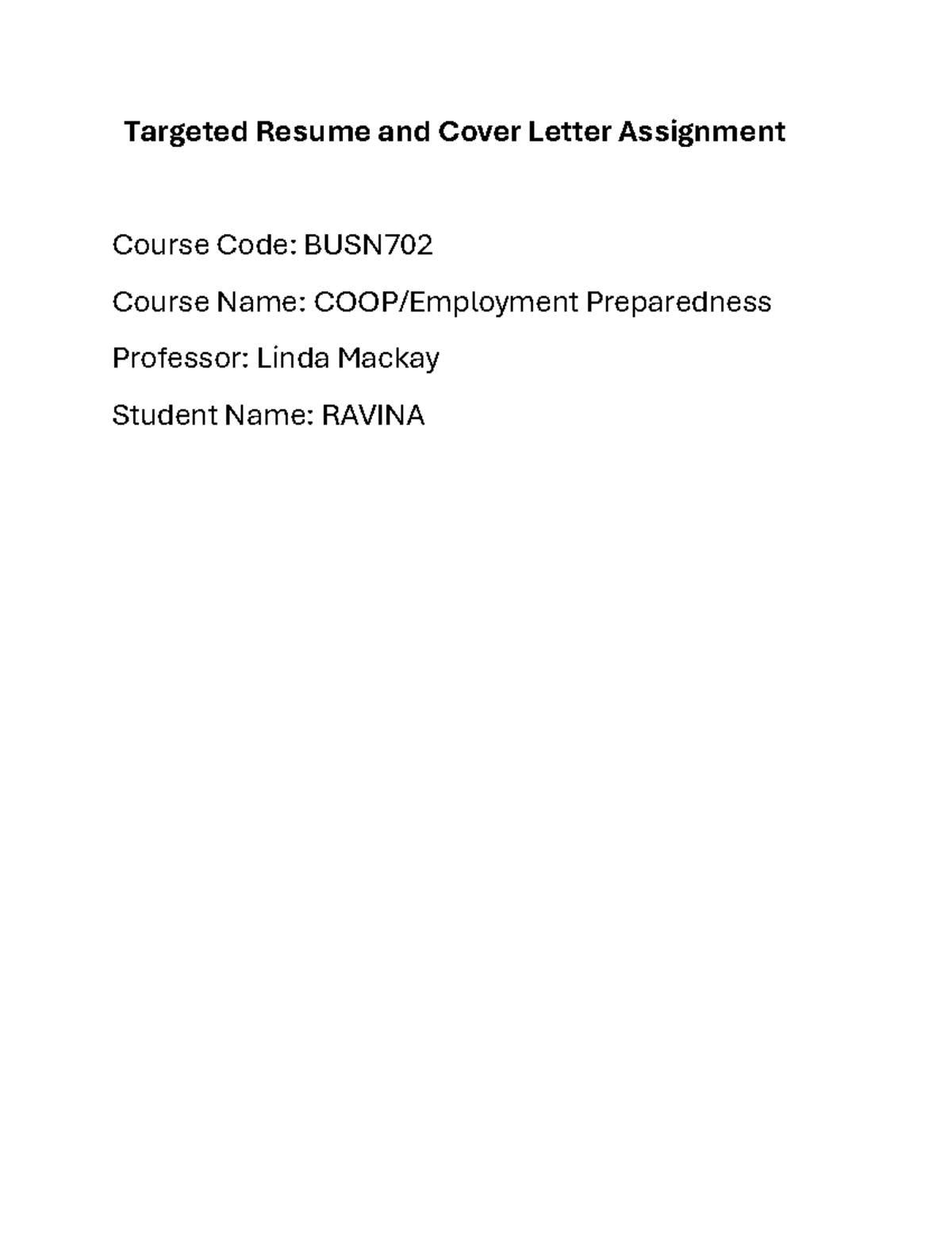 Targeted Resume and Cover Letter Assignment - com February 19, RE: HR ...