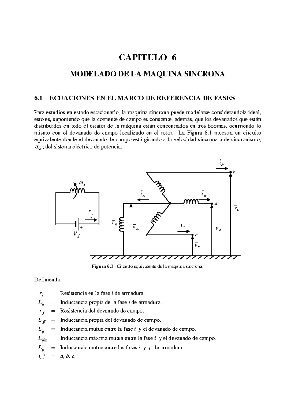 Capitulo 6 - Modelado DE Maquina Sincrona - CAPITULO 6 MODELADO DE LA ...