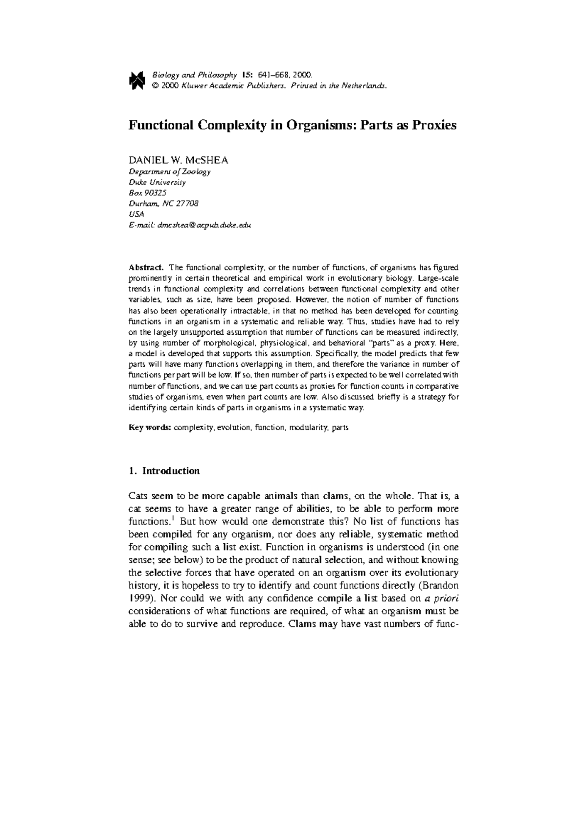 Parts-as-proxies - Biology and Philosophy 15: 641–668, 2000. © 2000 ...