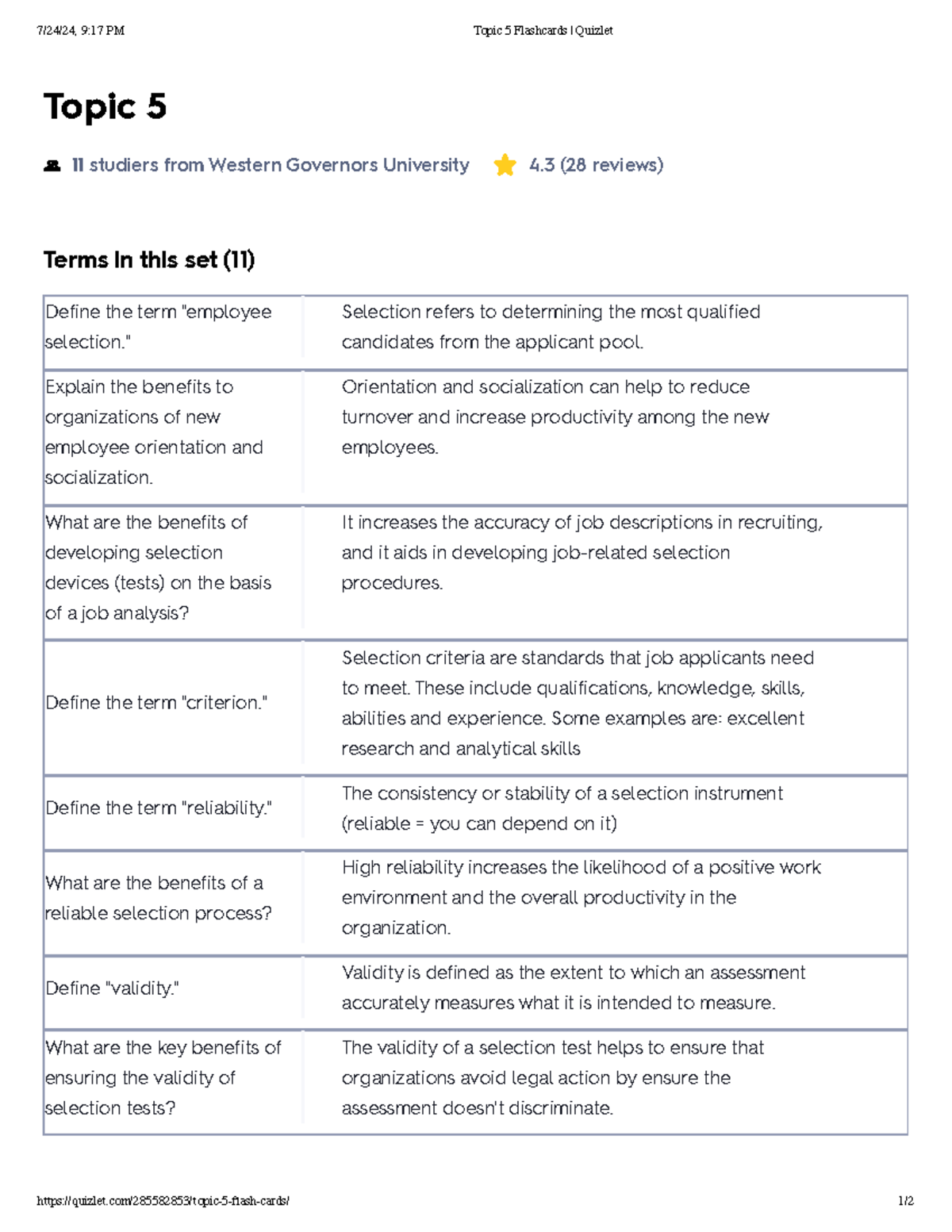 Topic 5 D351 - Study guide for OA - Topic 5 11 studiers from Western ...