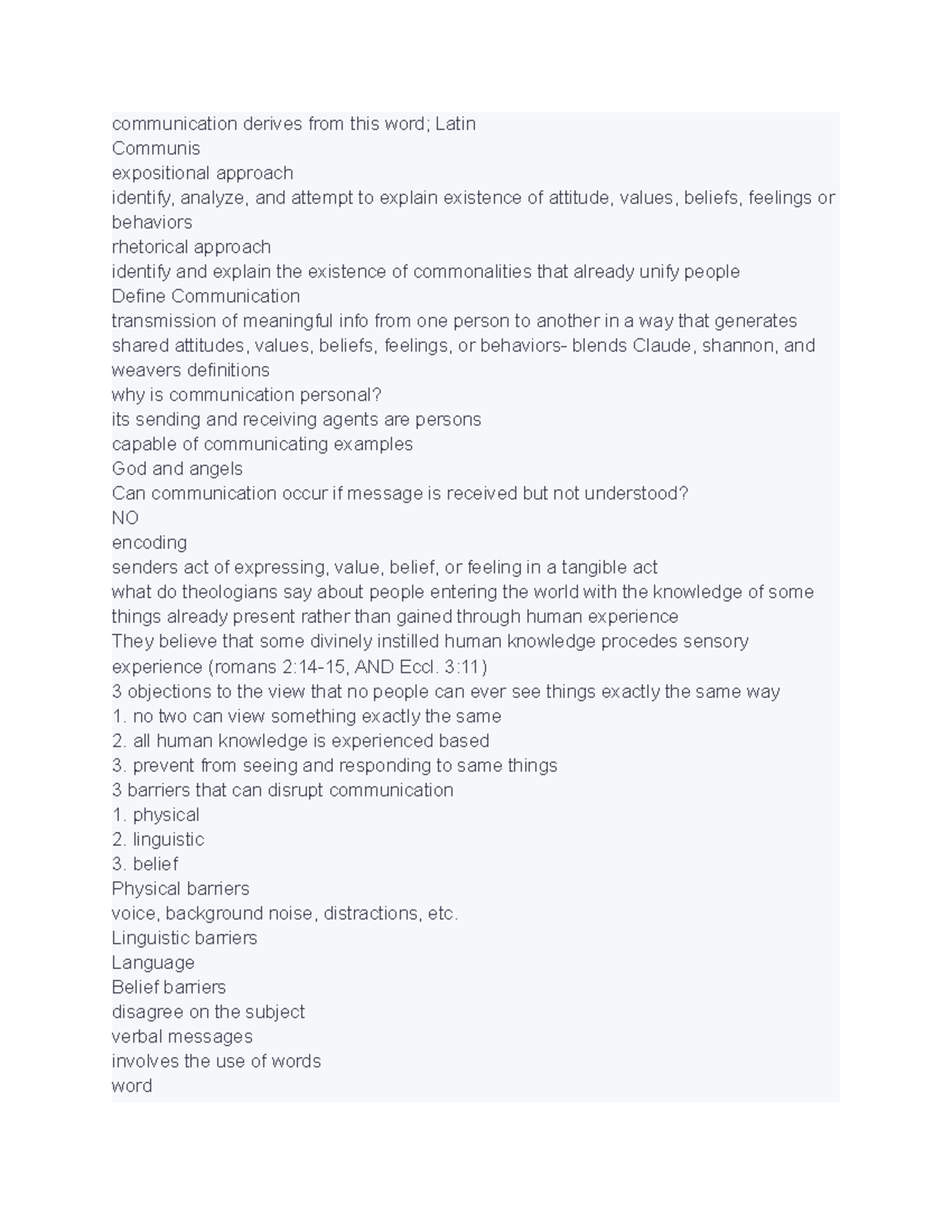 Coms notes 101 professor alban - communication derives from this word ...