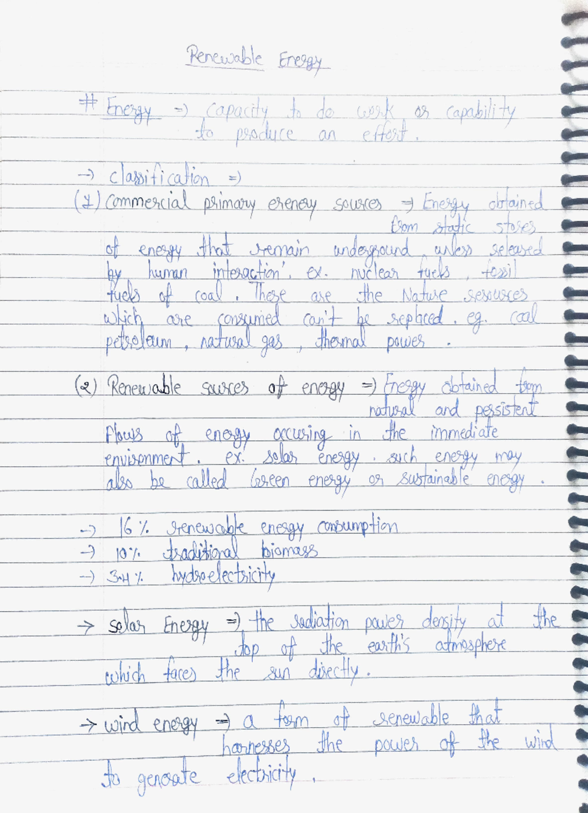 Notes for Renewable Energy and - Renewable Energy Resources - Studocu