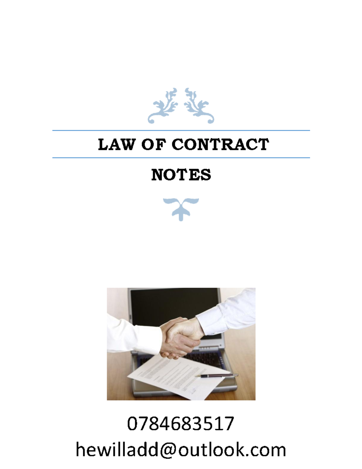 Contract Notes study and master - LAW OF CONTRACT NOTES 0784683517 ...