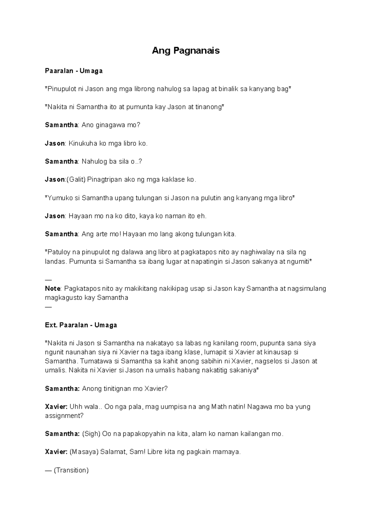 Ang-Pagnanais - filipino 9 role play - Ang Pagnanais Paaralan - Umaga ...