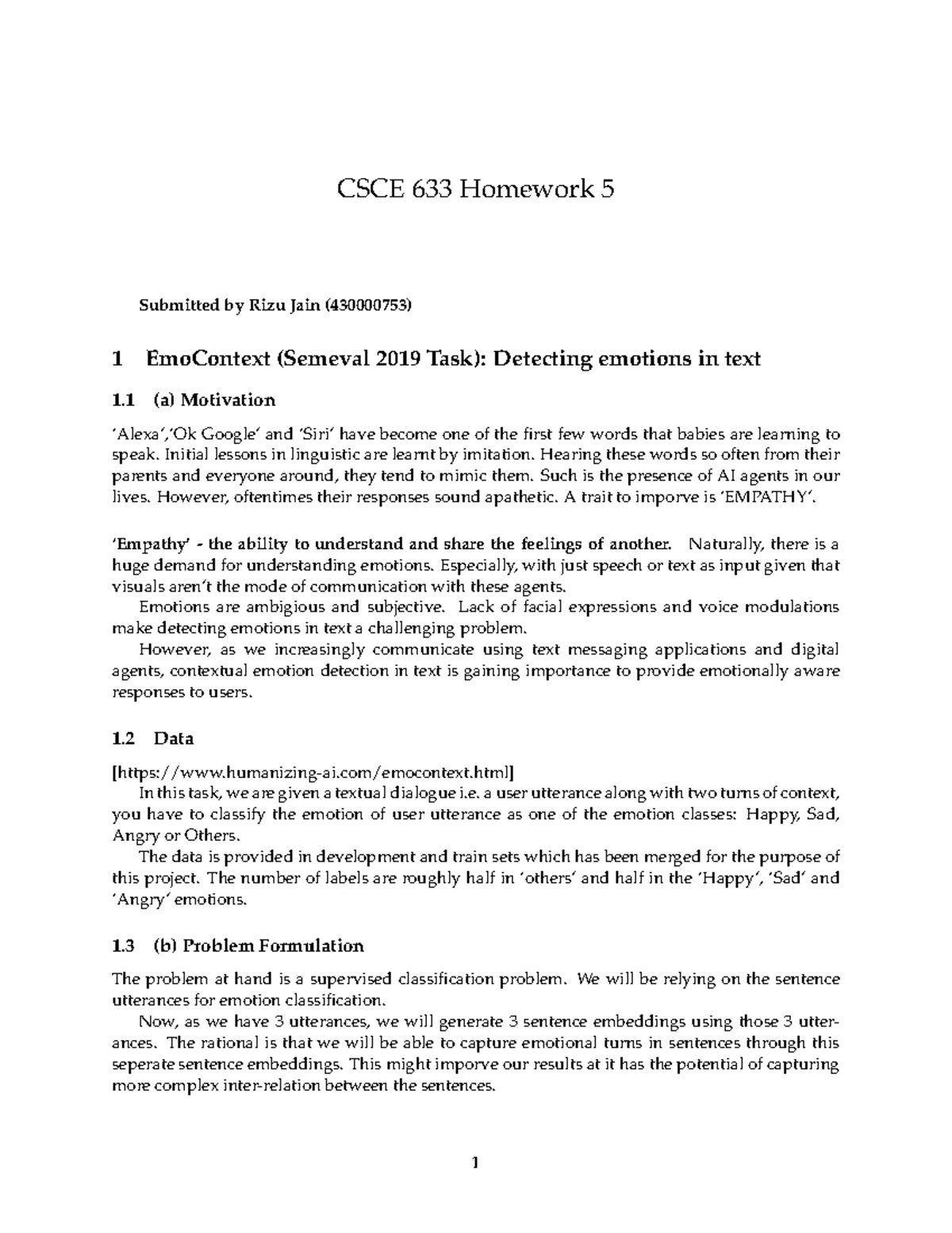 Report 430000753 CSCE 633 Homework 5 - CSCE 633 Homework 5 Submitted by ...