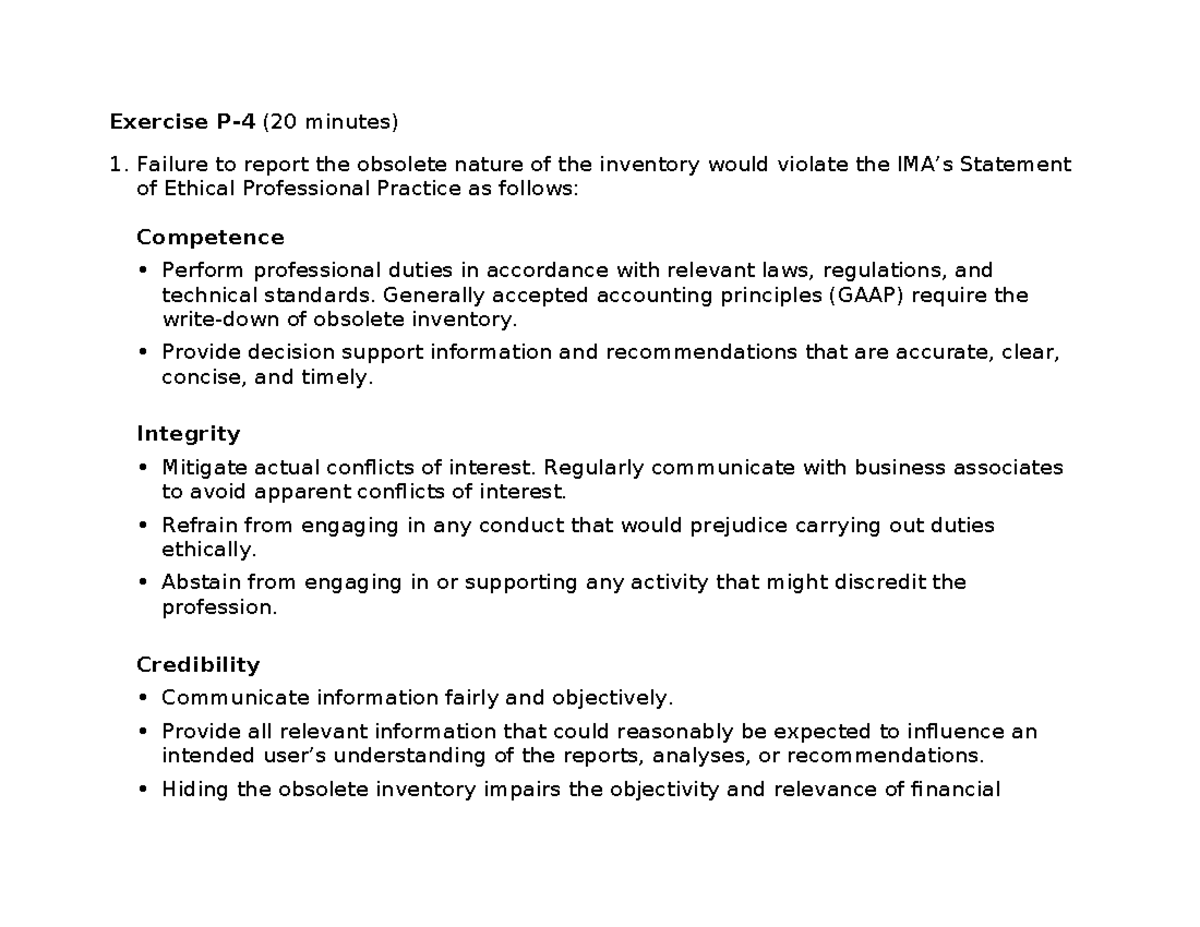 CB2101 Ch1 tutorial work - Exercise P-4 (20 minutes) Failure to report ...