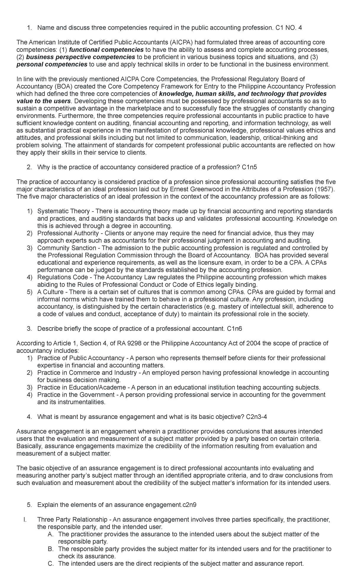 Audit Theory Reviewer - Name and discuss three competencies required in ...