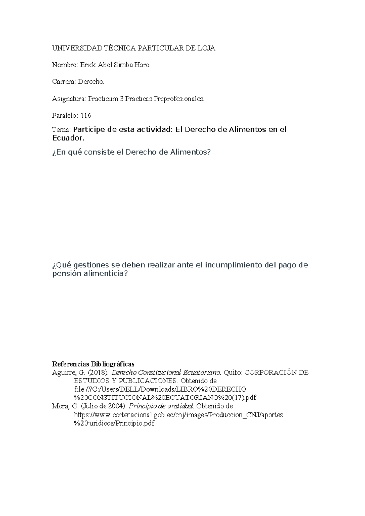 Utpl - UNIVERSIDAD TÉCNICA PARTICULAR DE LOJA Nombre: Erick Abel Simba ...