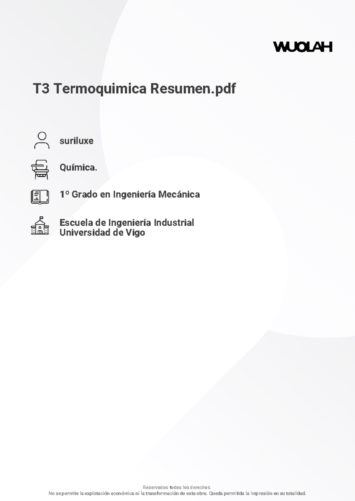 Resumen Tema 3 Química - Termoquímica - T3 Termoquimica Resumen suriluxe Química. 1º Grado en ...