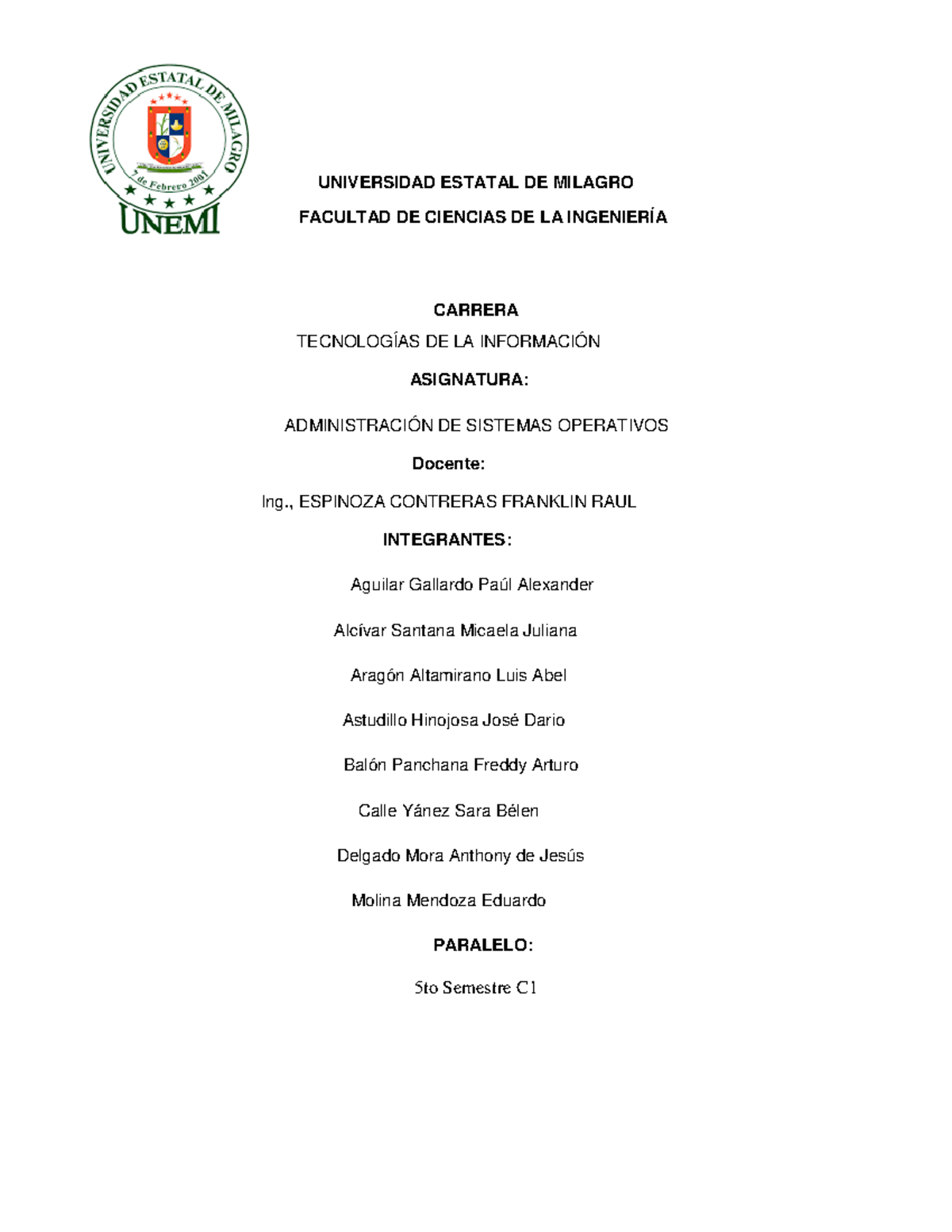 Universidad Estatal DE Milagrogrupaal - UNIVERSIDAD ESTATAL DE MILAGRO ...