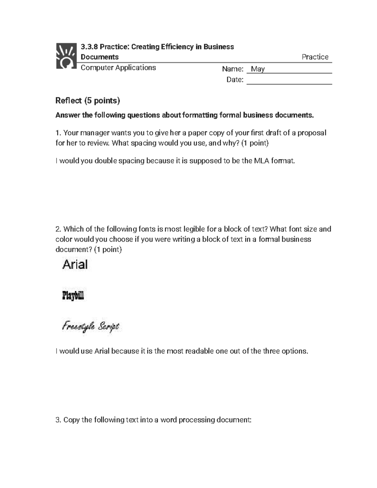 3.3.8 Practice - cheat sheet - 3.3 Practice: Creating Efficiency in ...