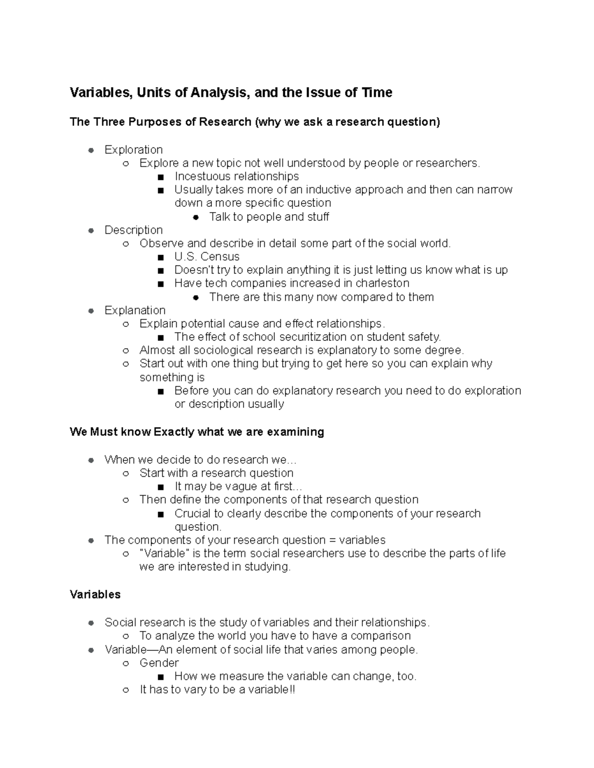 SOCY 271 Variables, Units of Analysis, and Time - Variables, Units of ...