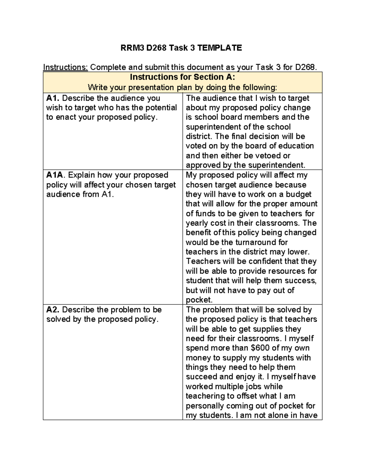 RRM3 D268 Task 3 Writing Jennifer Conlee - RRM3 D268 Task 3 TEMPLATE ...