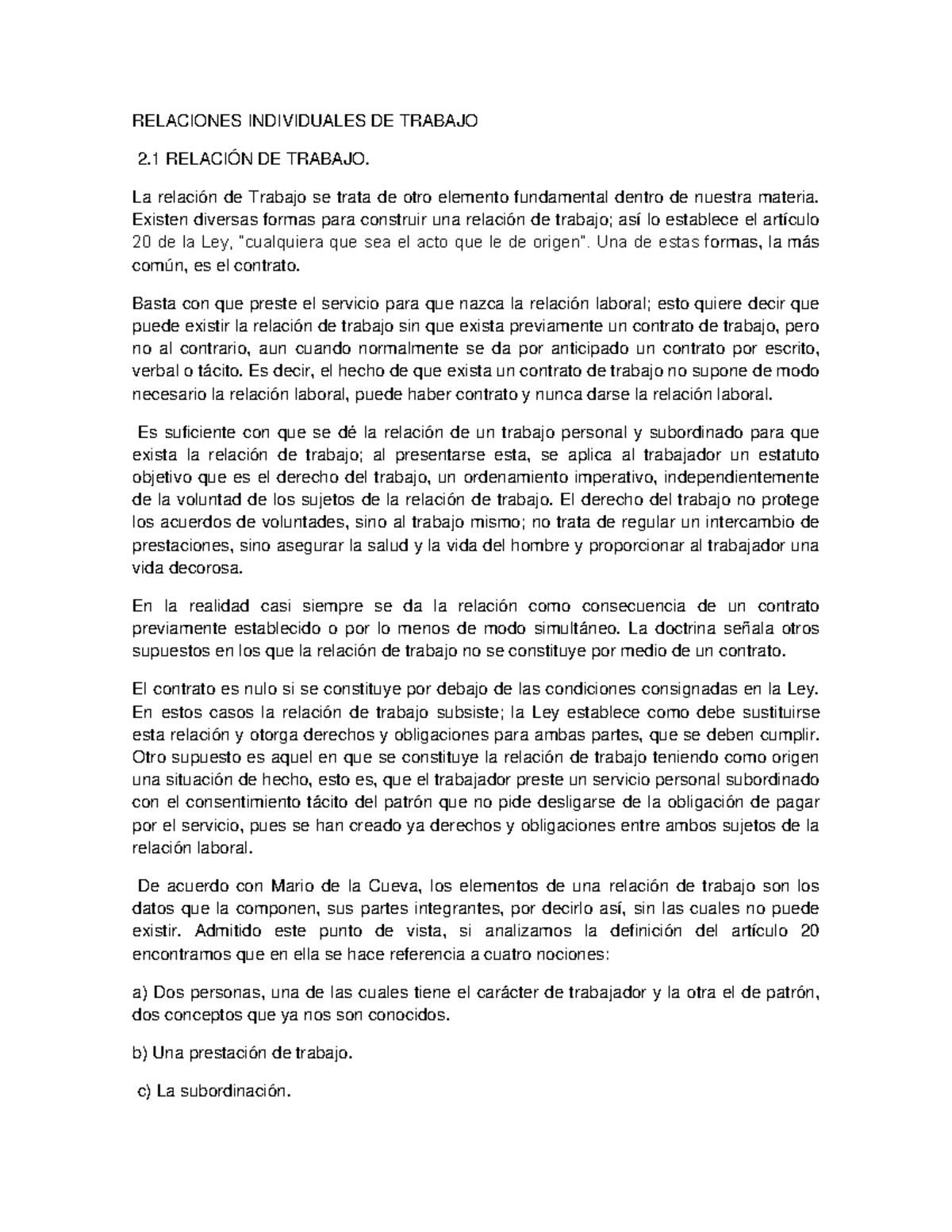 Relaciones Individuales DE Trabajo Nuevo - RELACIONES INDIVIDUALES DE TRABAJO 2 RELACIÓN DE ...