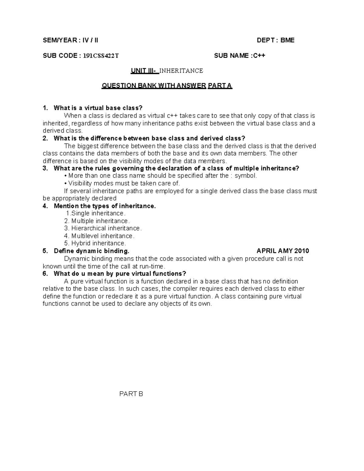 UNIT 3 QB - vhjbnb - SEM/YEAR : IV / II DEPT : BME SUB CODE ...