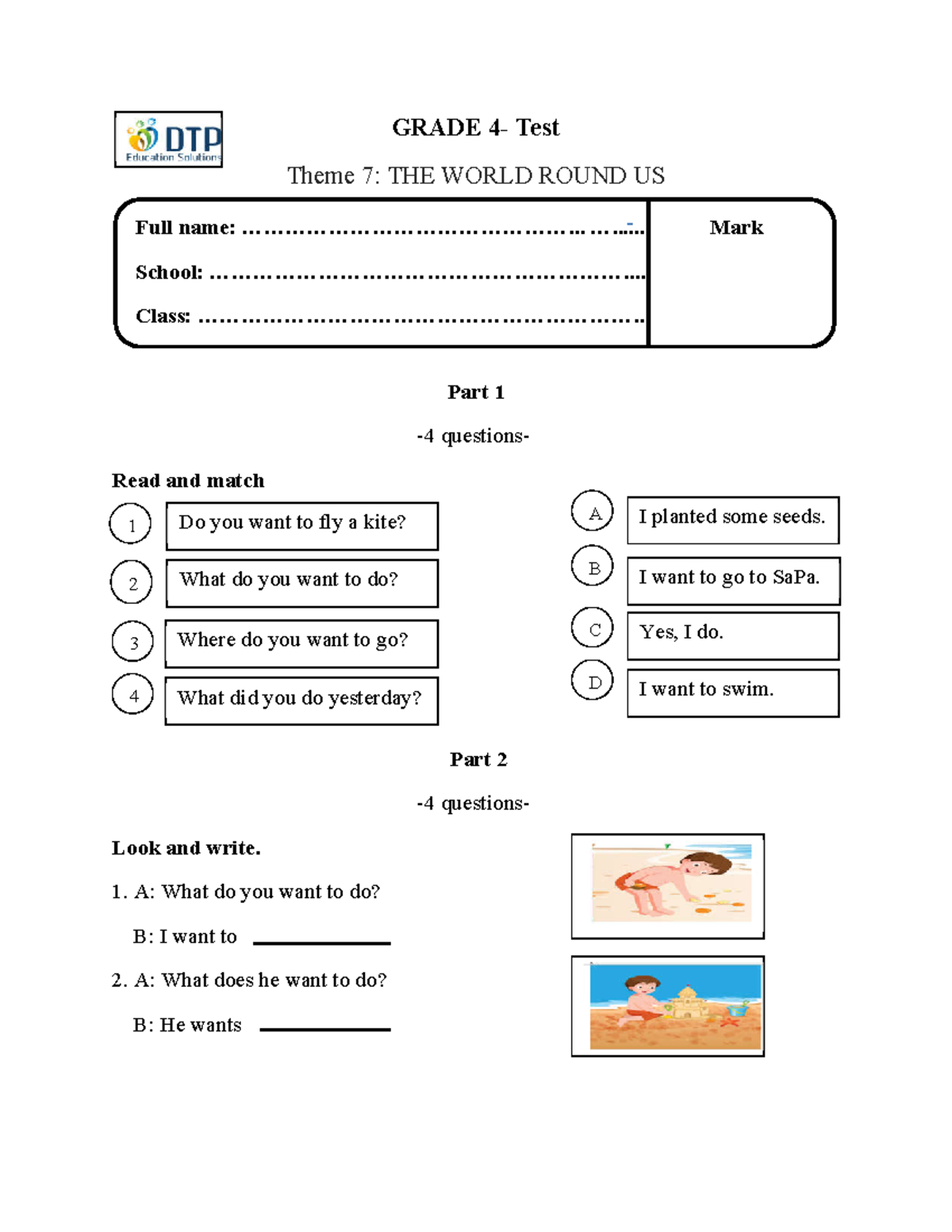 DTP-Grade 4- Theme 7- The world around us- R W. pdf 3 - GRADE 4- Test ...