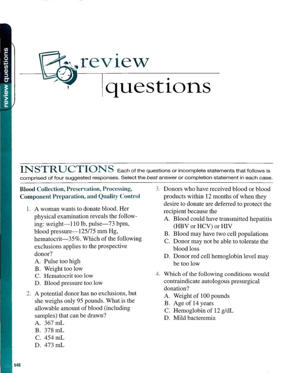 Blood banking guide - ,review questions JLINI O JL. JLV LJ V^ JL lAJlN ...
