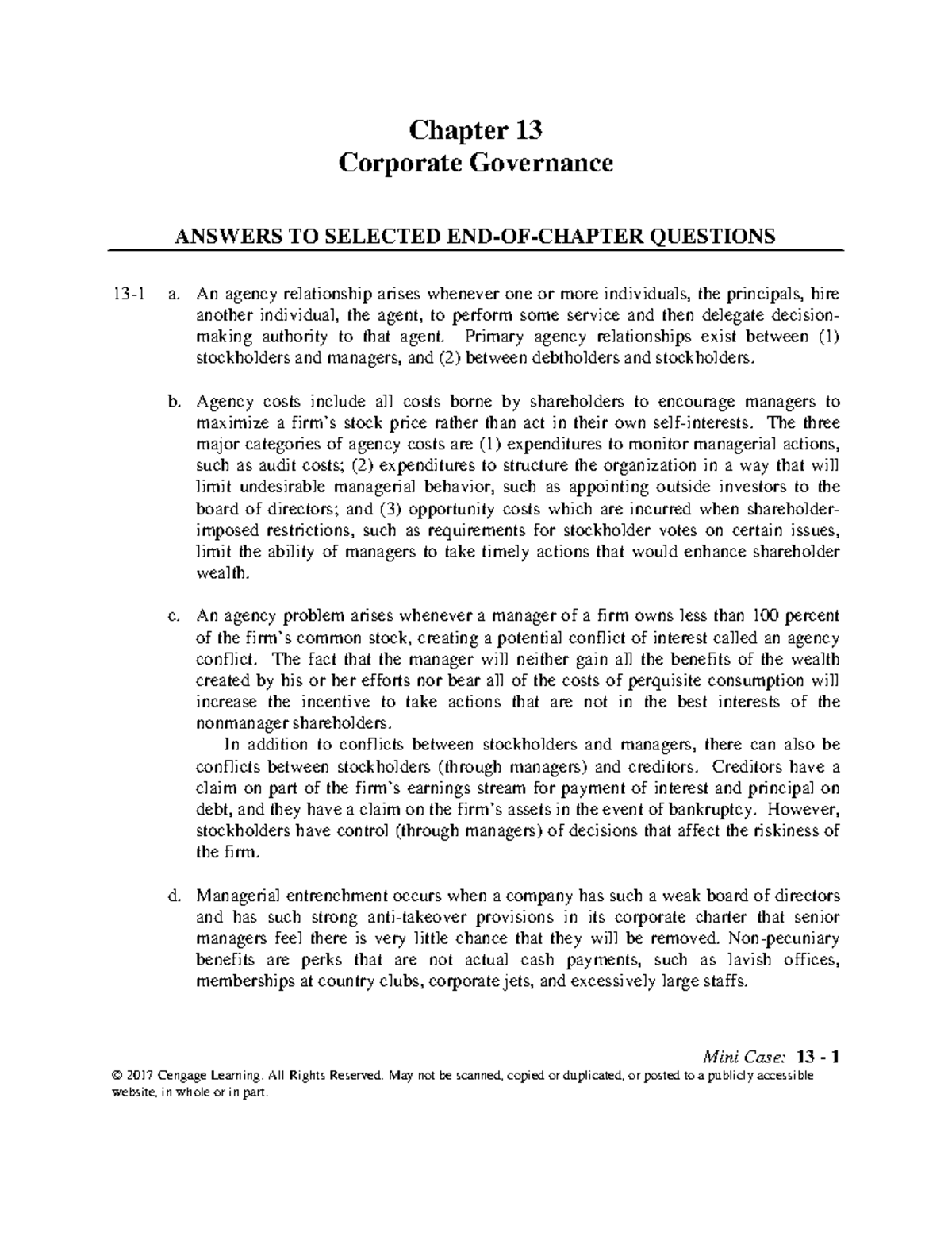 Eh6ch13eoc - chapter 13 - Mini Case: 13 - 1 © 2017 Cengage Learning ...