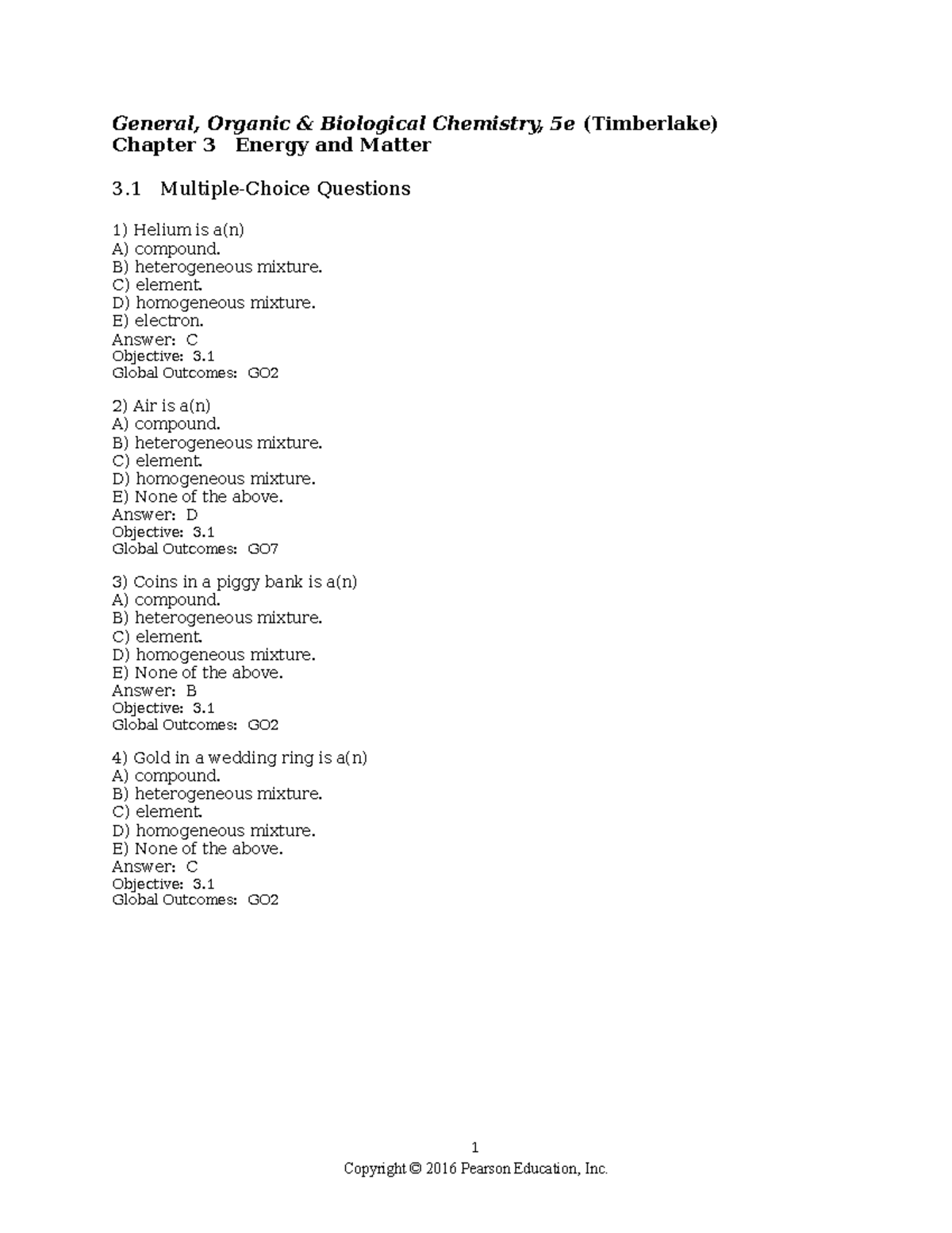 Ch. 3 Study Guide - General, Organic & Biological Chemistry, 5e ...