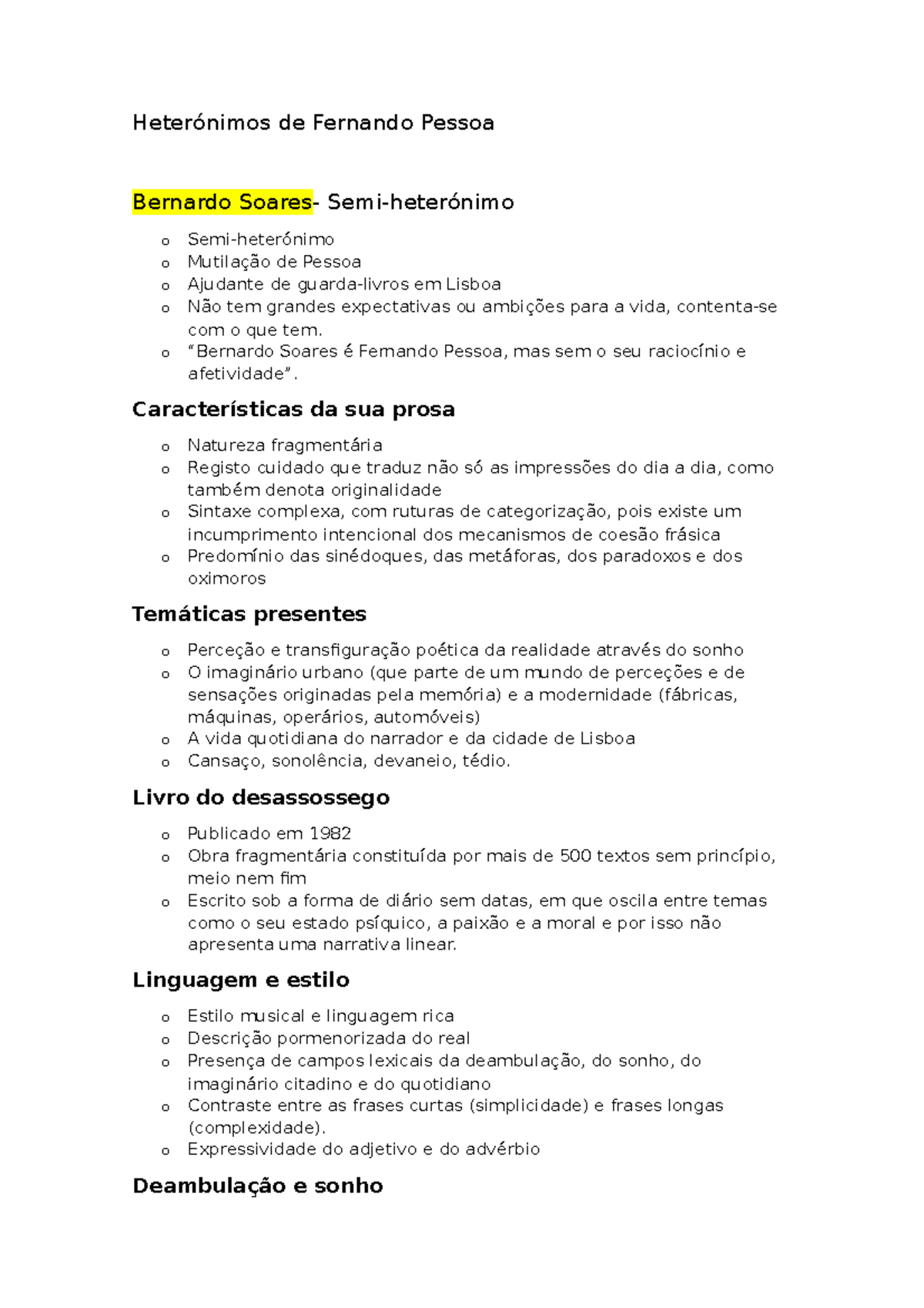 Heterónimos Fernando Pessoa - Heterónimos de Fernando Pessoa Bernardo ...