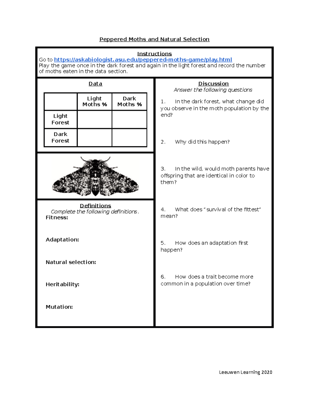 Peppered Moths and Natural Selection - Peppered Moths and Natural ...