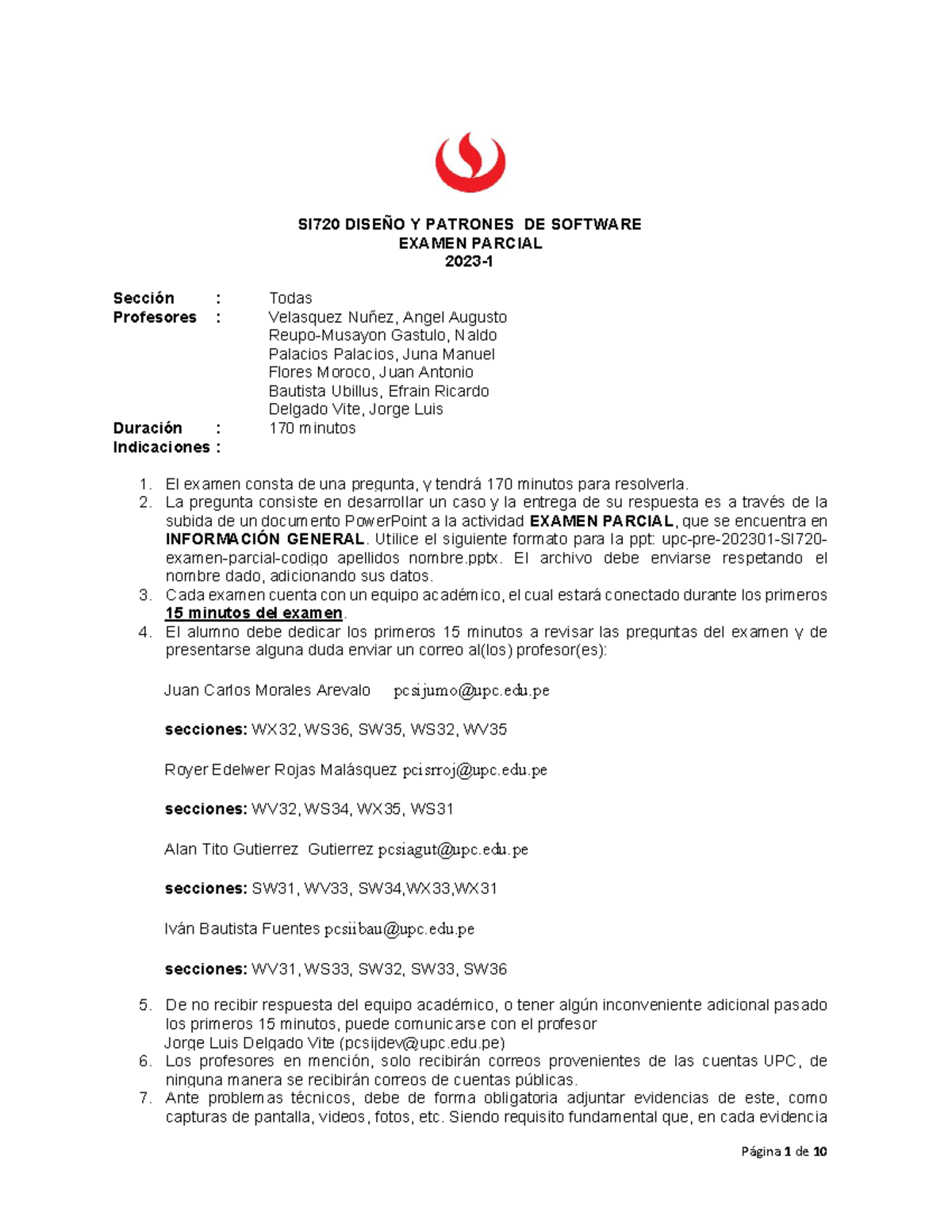 Upc-pre-202301-SI720 Diseño y patrones de Software-examen-parcial - SI720 DISEÑO Y PATRONES DE ...