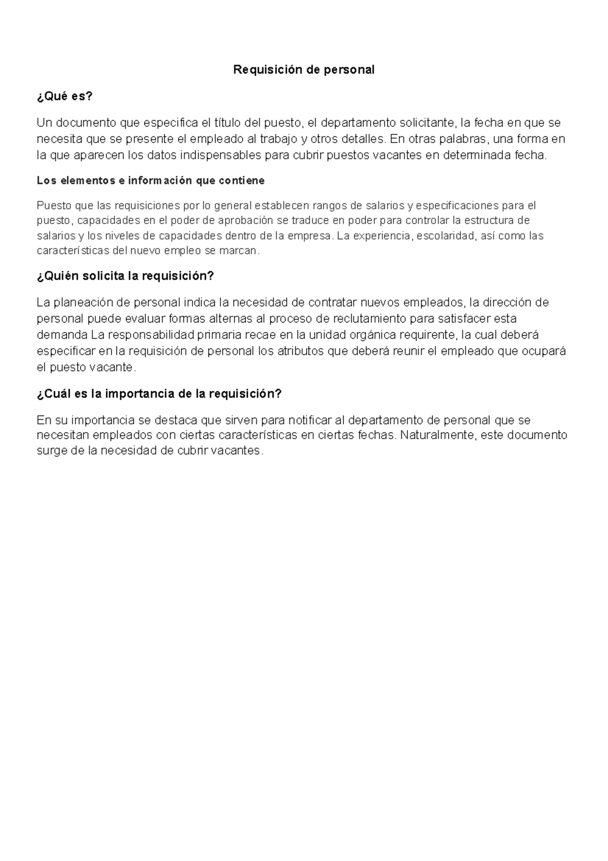 Requisicion de personal - copia - Requisición de personal ¿Qué es? Un ...