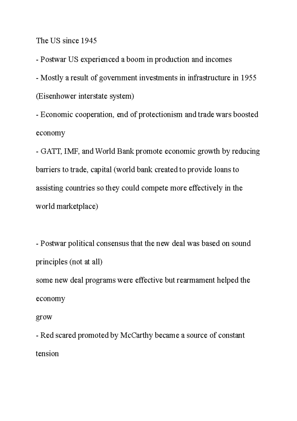 History-The US since 1945 - The US since 1945 Postwar US experienced a ...