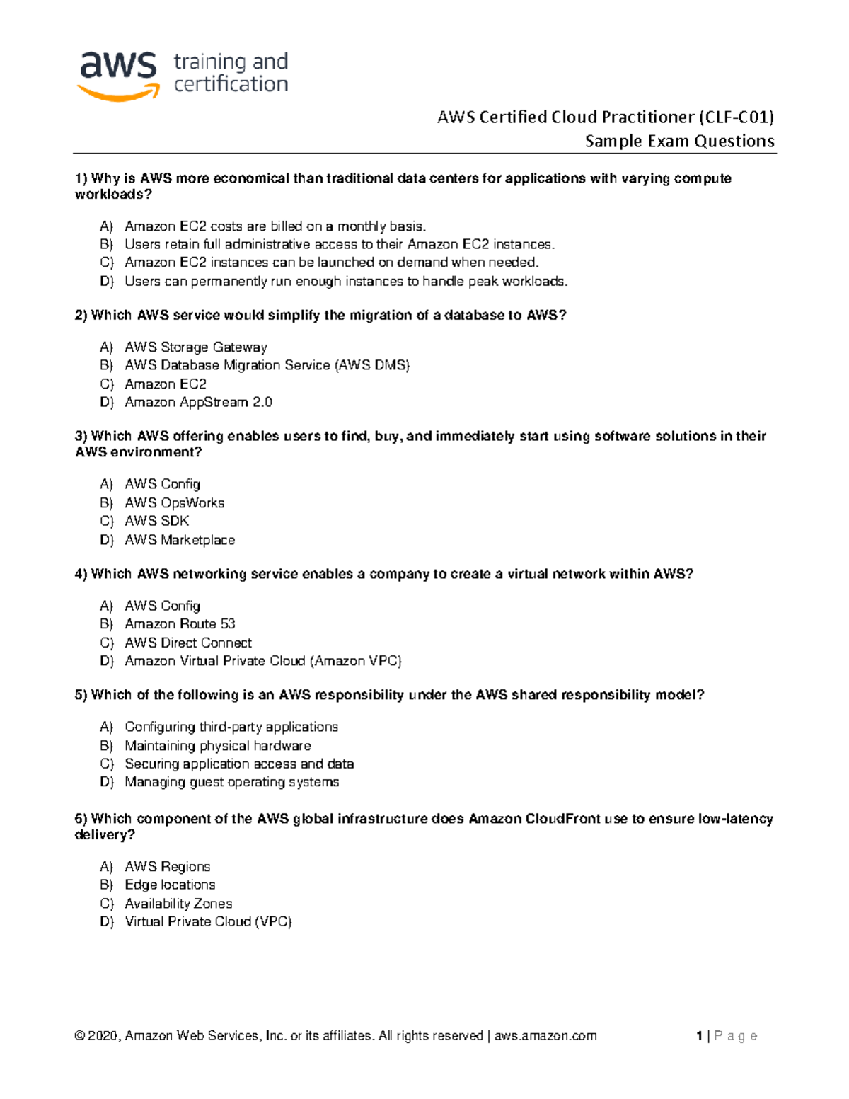 AWS-Certified-Cloud-Practitioner Sample-Questions - AWS Certified Cloud ...