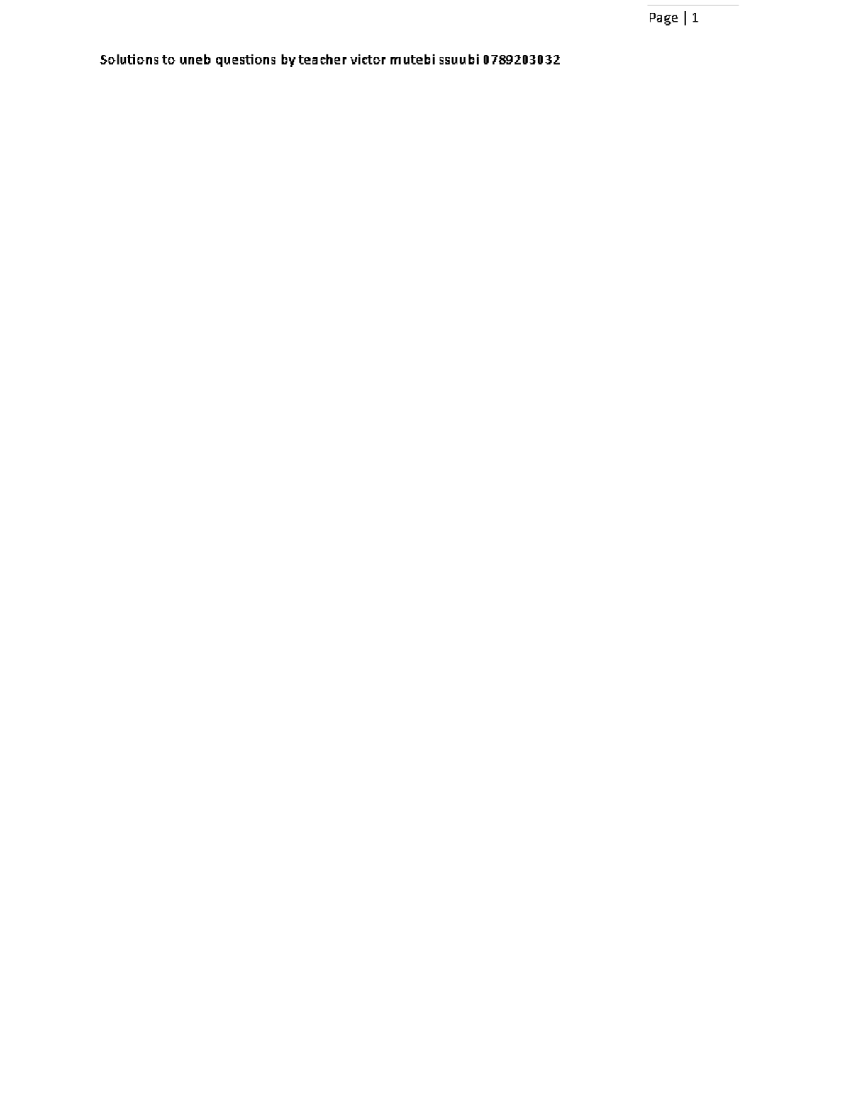 2020 uce uneb maths solution book - Solutions to uneb questions by ...