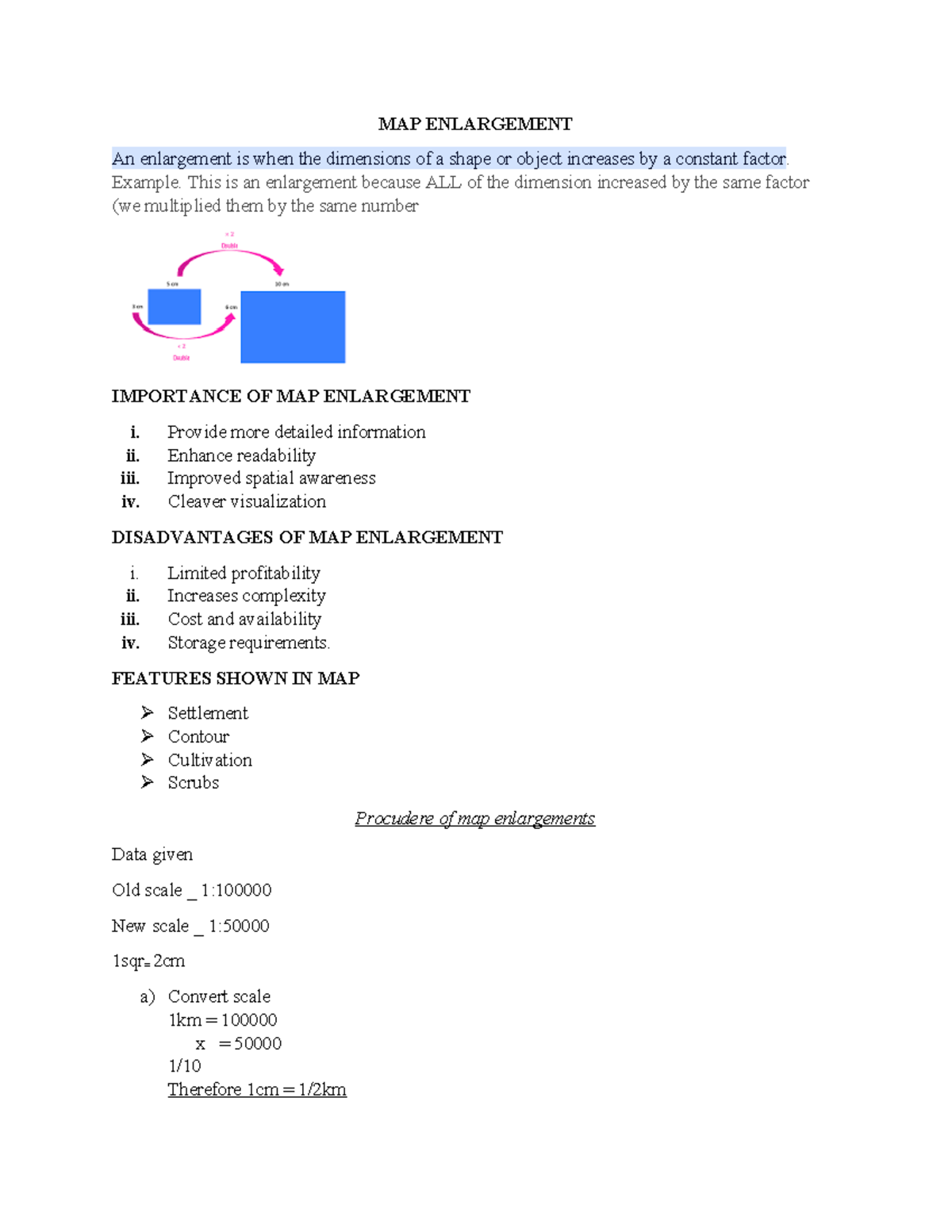 MAP Enlargement - GROUP ASSIGNMENT - MAP ENLARGEMENT An enlargement is ...