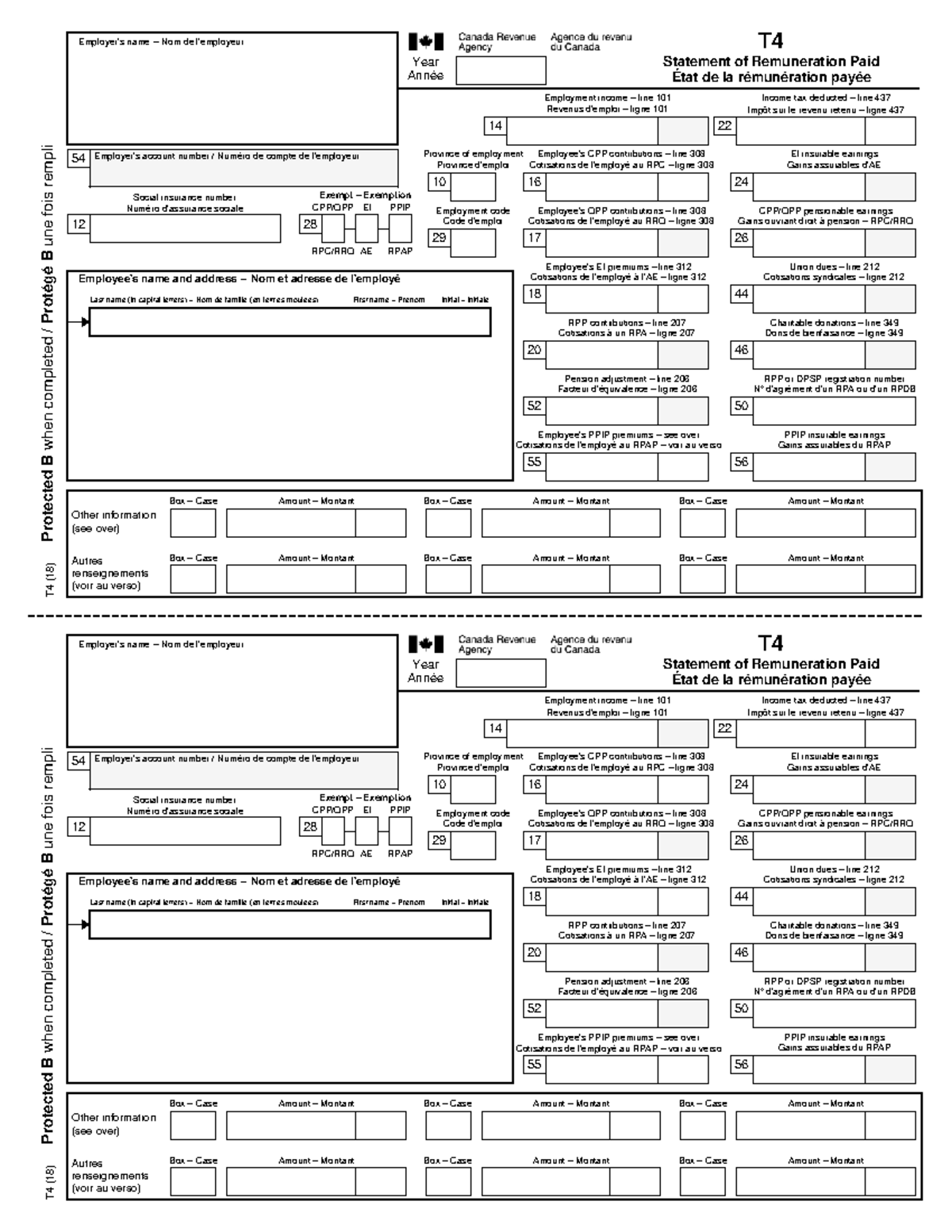 T4 SLIP FORM CRA - T4 Employer's name – Nom de l'employeur Statement of ...