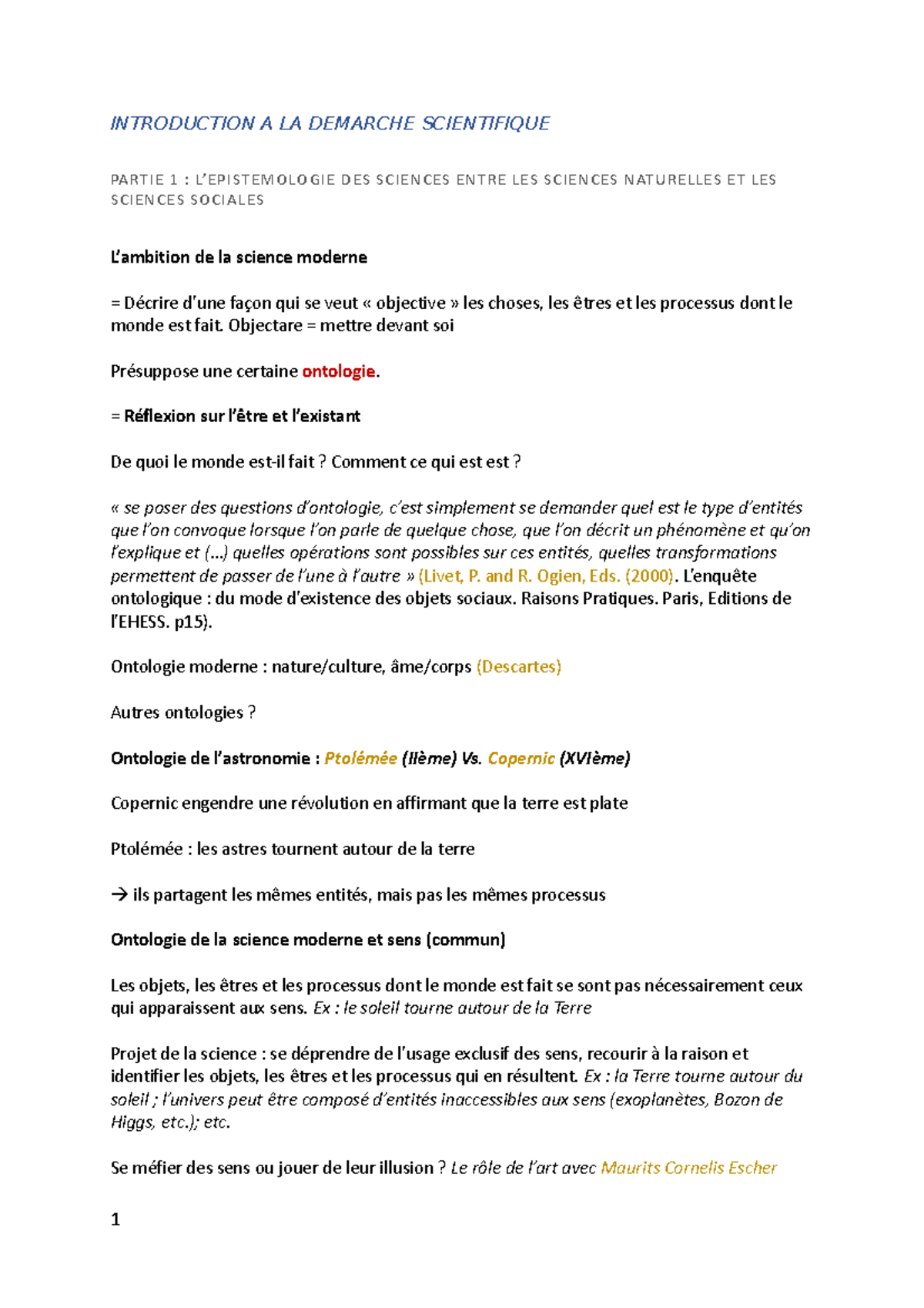 IDS - résumé du cours d'IDS - INTRODUCTION A LA DEMARCHE SCIENTIFIQUE ...