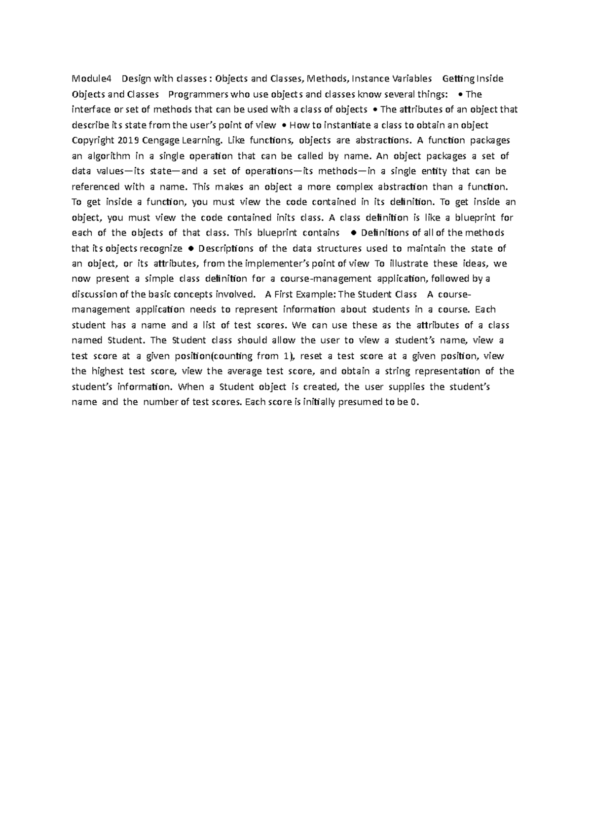 Module 4 Design with classes - Like functions, objects are abstractions ...