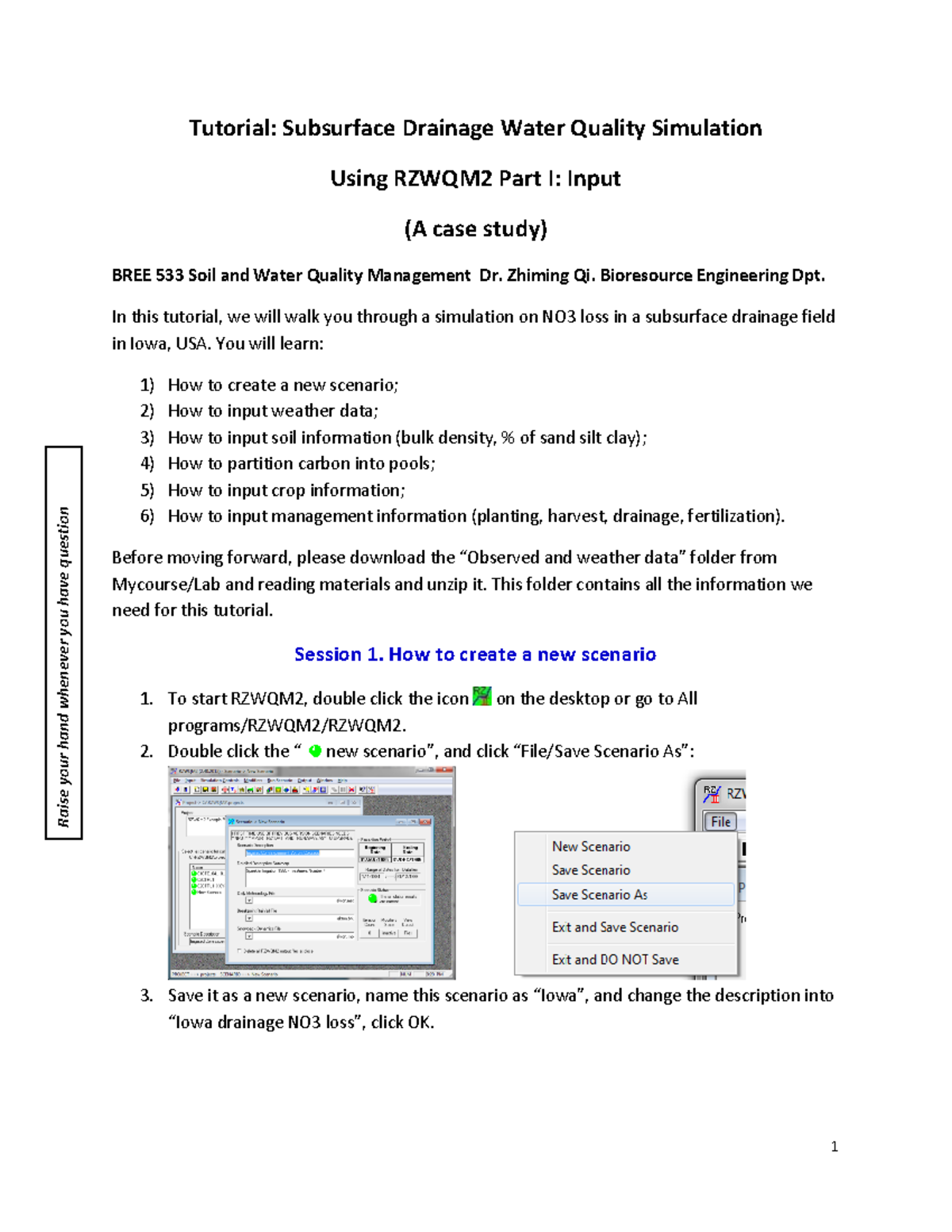 Set-up a drainage water quality simulation using Rzwqm- Tutorial Part 1 ...