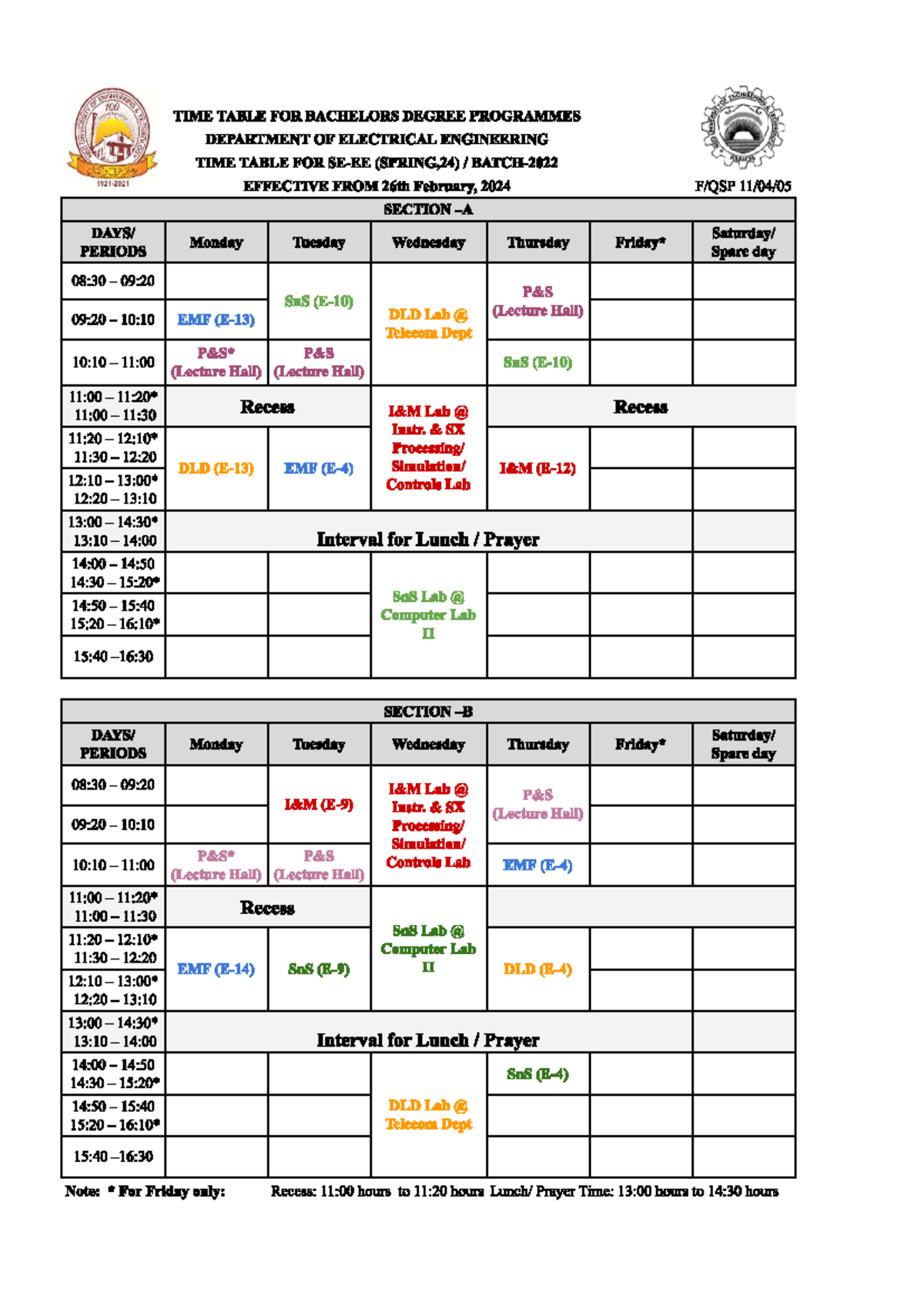 SE TT Spring 24(EE) - Applied Probability and statistics - Studocu
