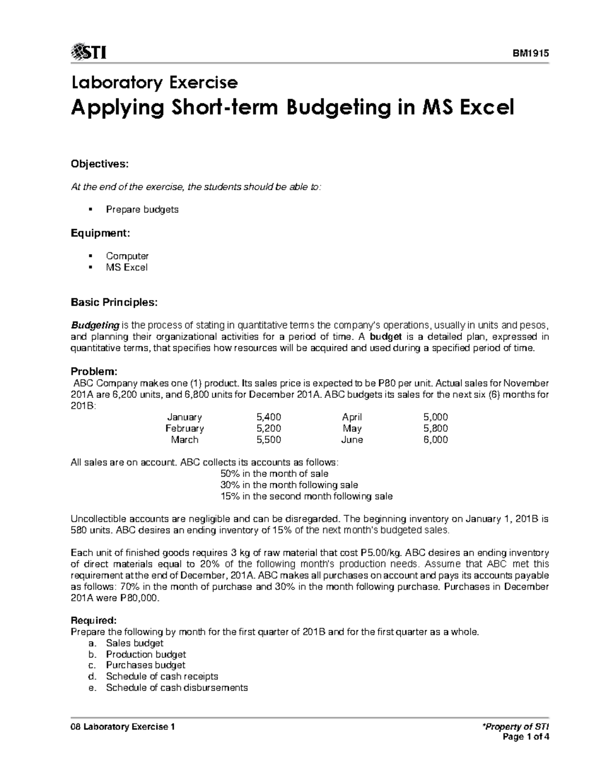 08 Laboratory Exercise 1 - 08 Laboratory Exercise 1 *Property of STI ...