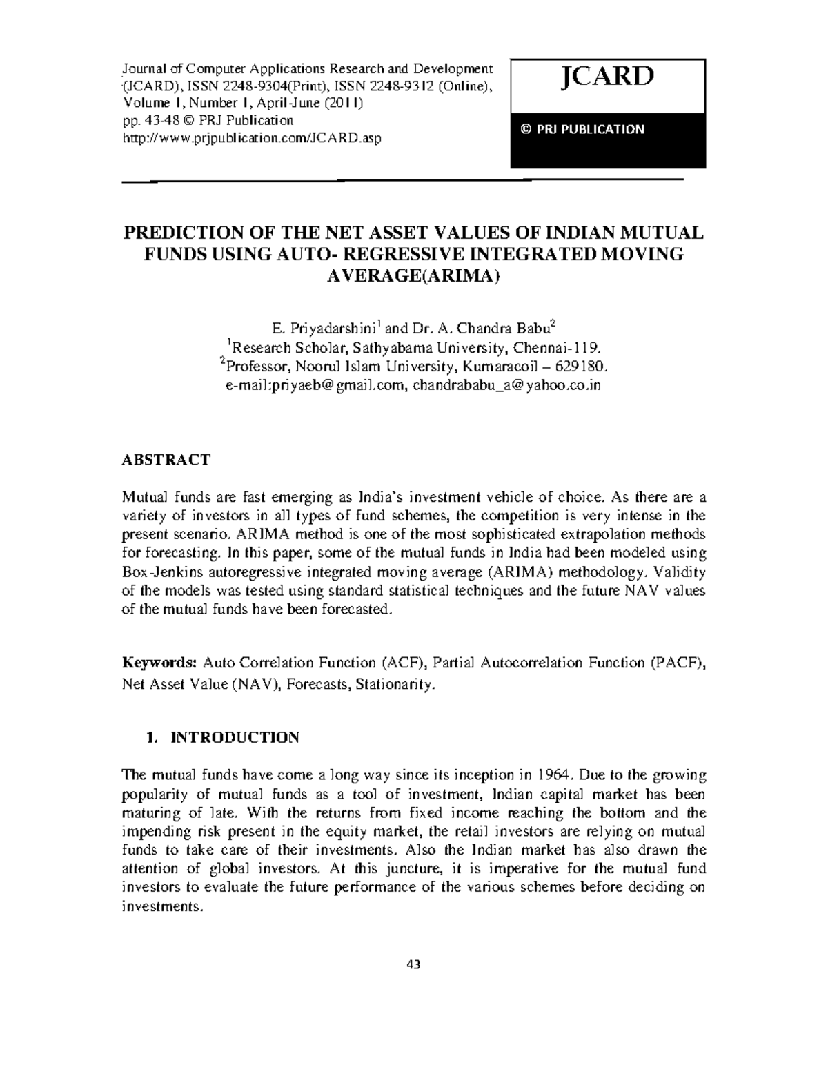 Arima nav - Animal Farm - Journal of Computer Applications Research and ...